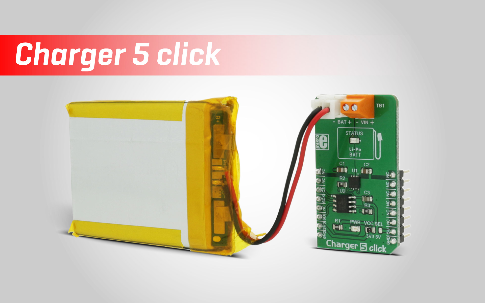 Charger 5 click – a Li-Ion/Li-Polymer battery charger - MIKROE