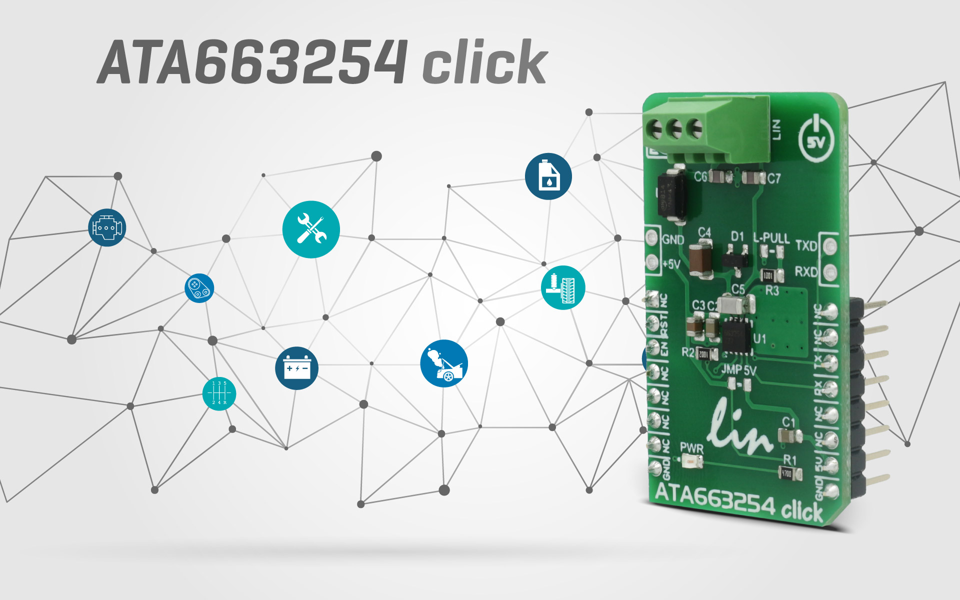 ATA663254 click - integrated LIN transceiver device - MIKROE