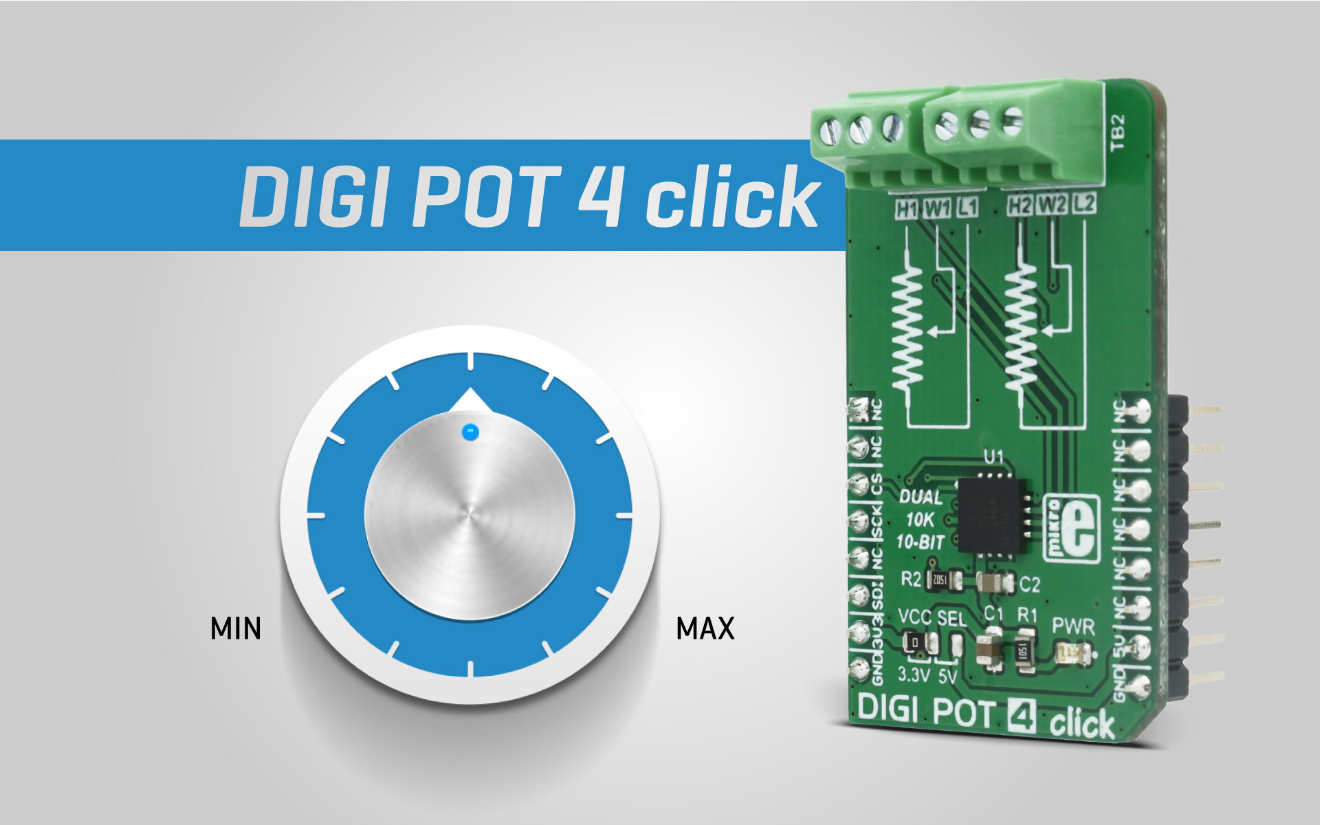 DIGI POT 4 click - digitally controlled dual potentiometer - MIKROE