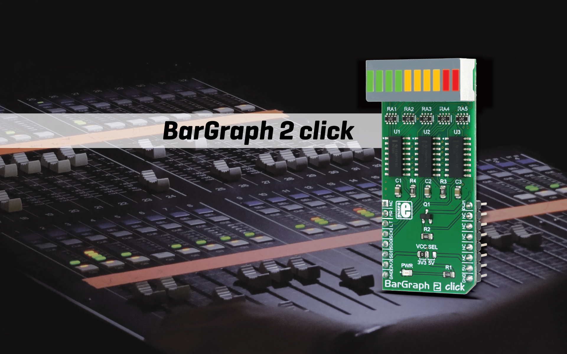 10-segment multicolor display - BarGraph 2 click - MIKROE