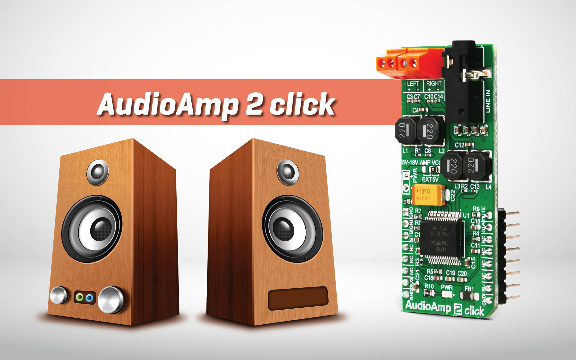 AudioAmp 2 click - highly efficient audio amplifier - MIKROE