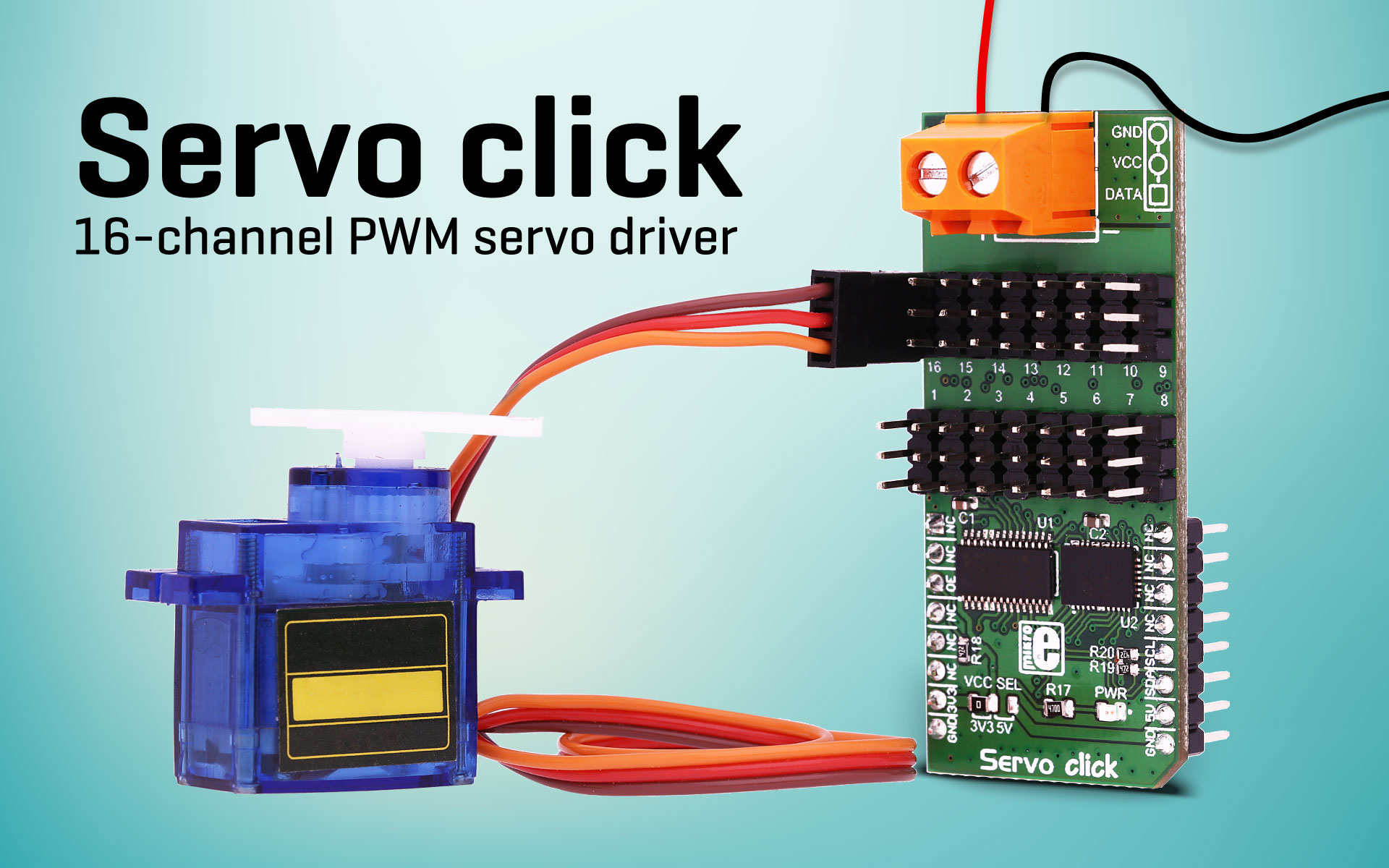 Servo click - 16 channel servo driver - MIKROE