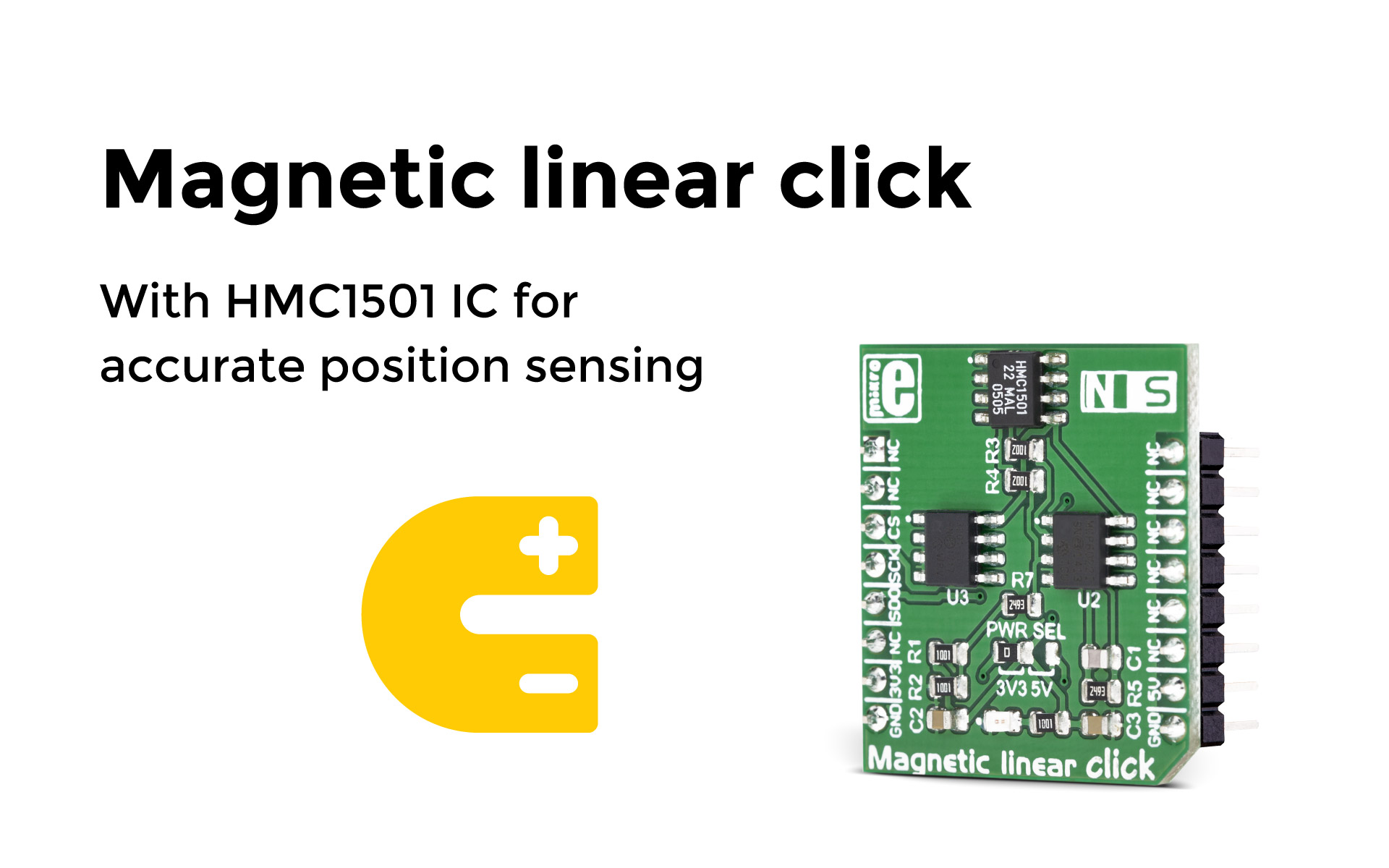 Magnetic linear click, a very accurate position sensing Click board™