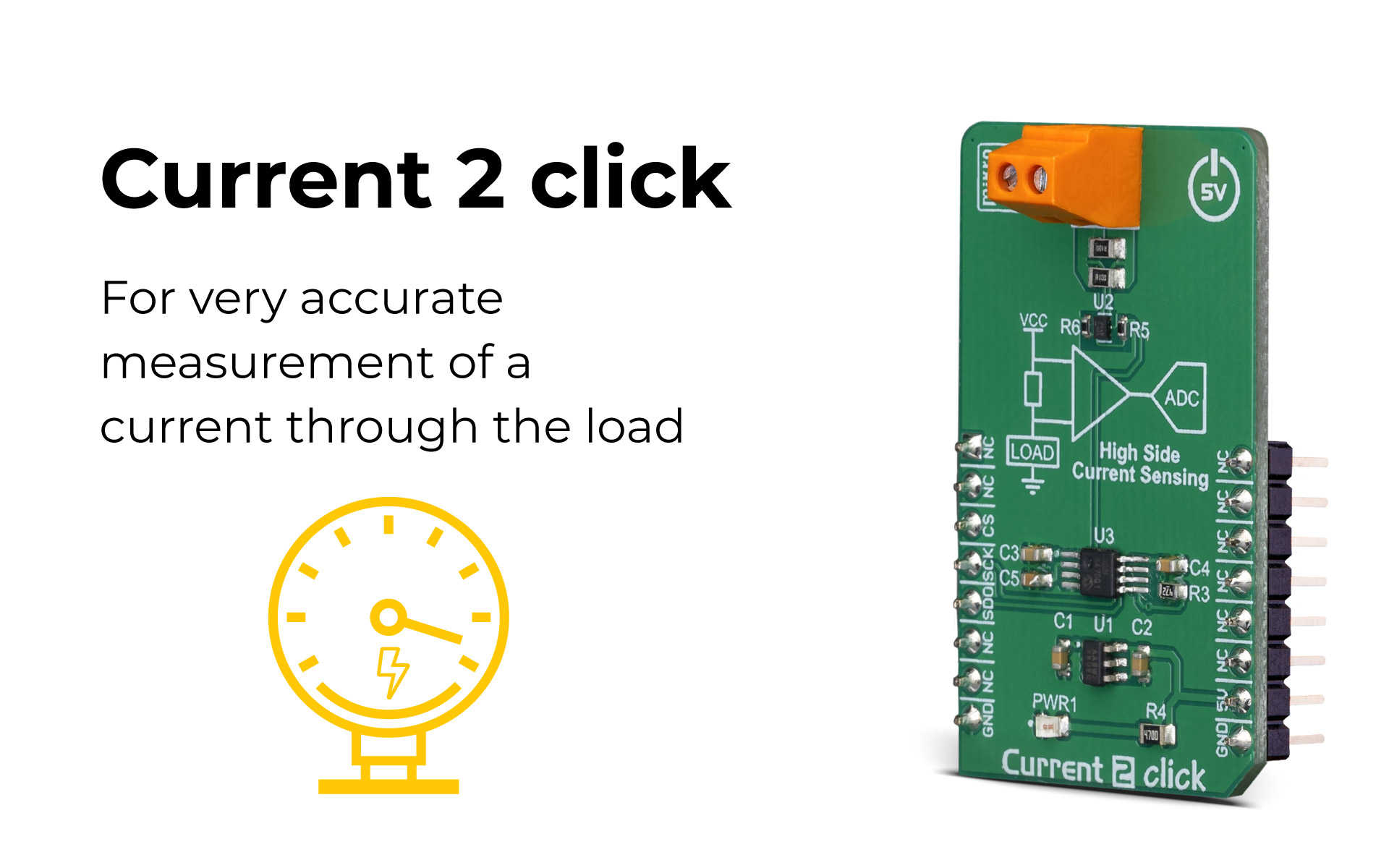 Current 2 Click: Accurate High-Side Current Sensing for Embedded Systems