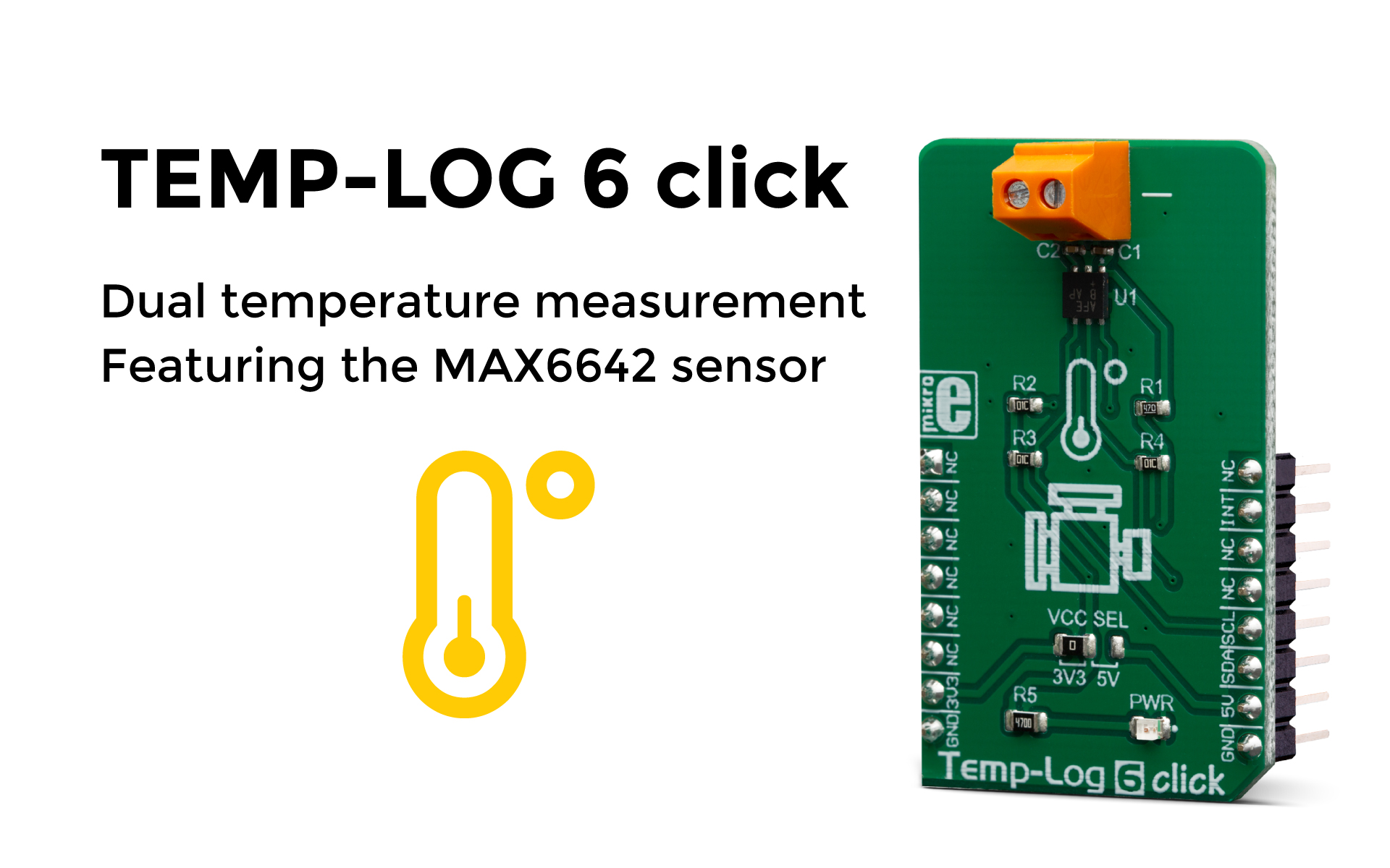 Temp-Log 6 click, for dual temperature measurement - MIKROE