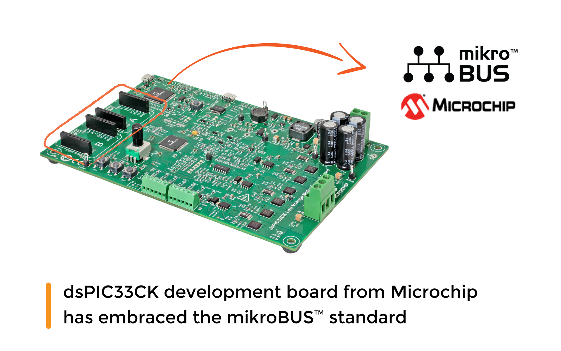 dsPIC33CK development board from Microchip has embraced the mikroBUS™ standard