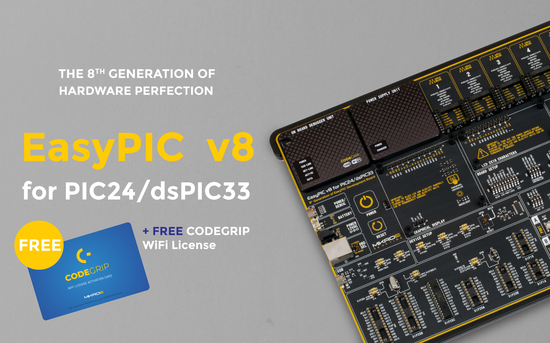 EasyPIC v8 for PIC24/dsPIC33 is here!