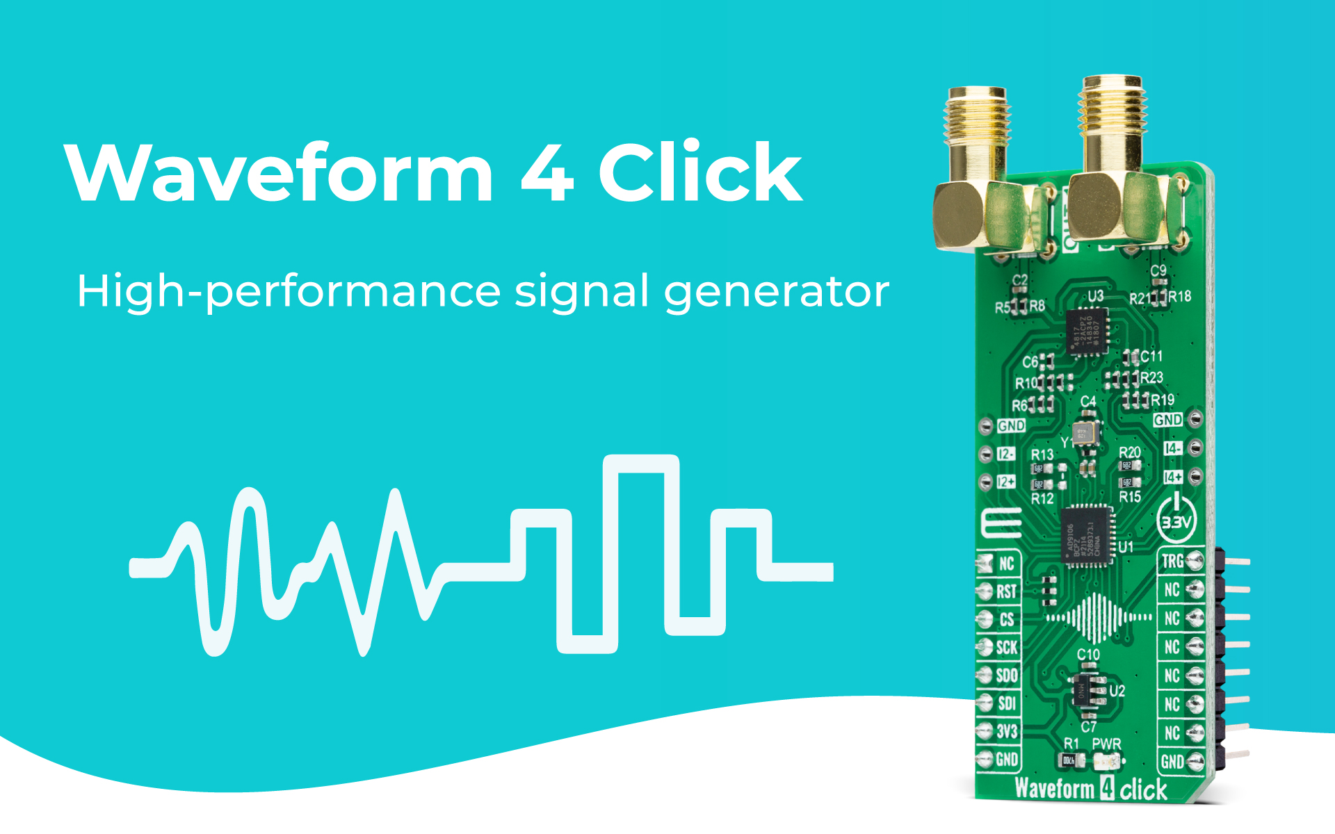 Waveform 4 Click for Arbitrary Signal Generation | MIKROE-4908