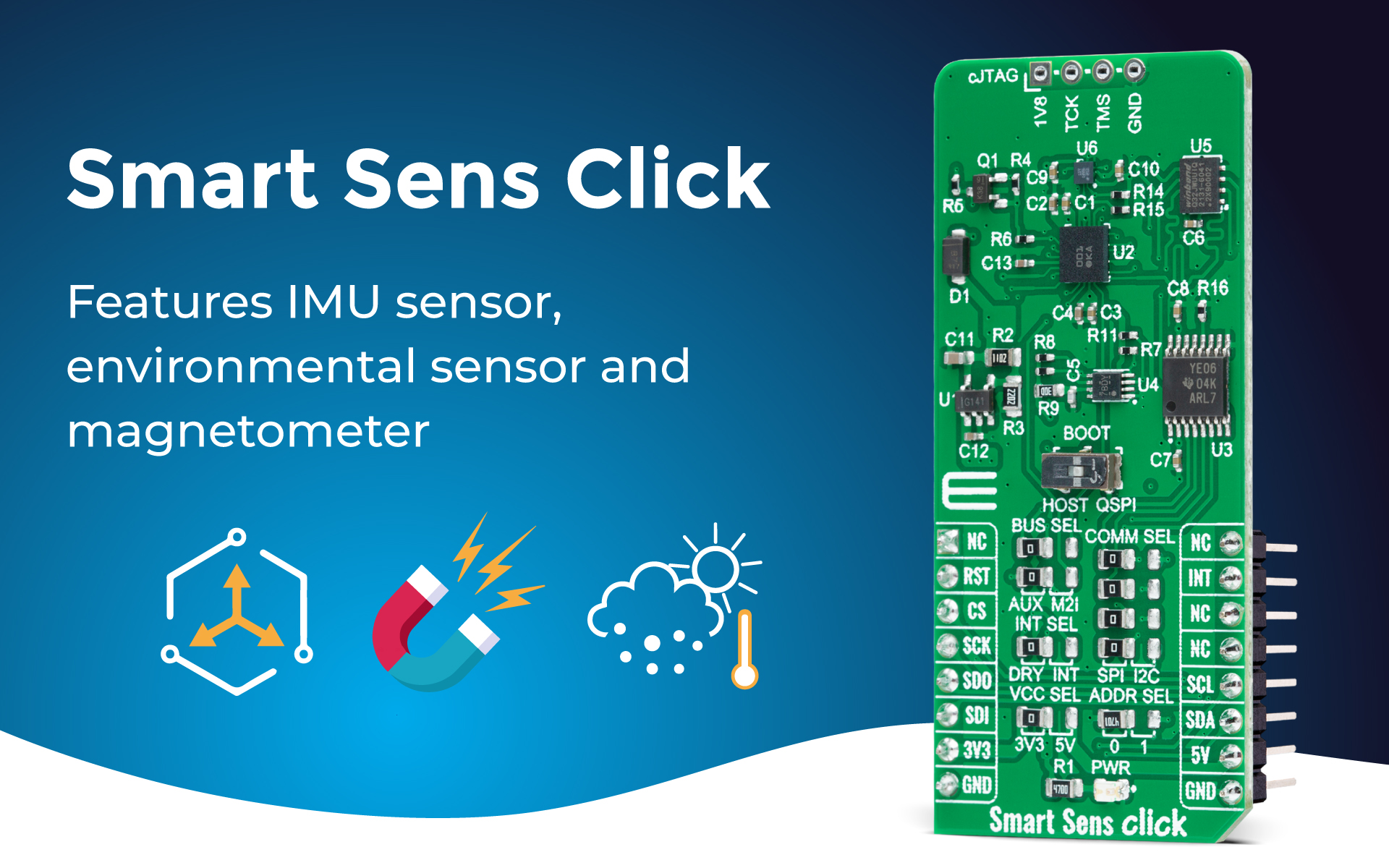Smart Sens Click featuring a programmable smart sensor and magnetometer ...
