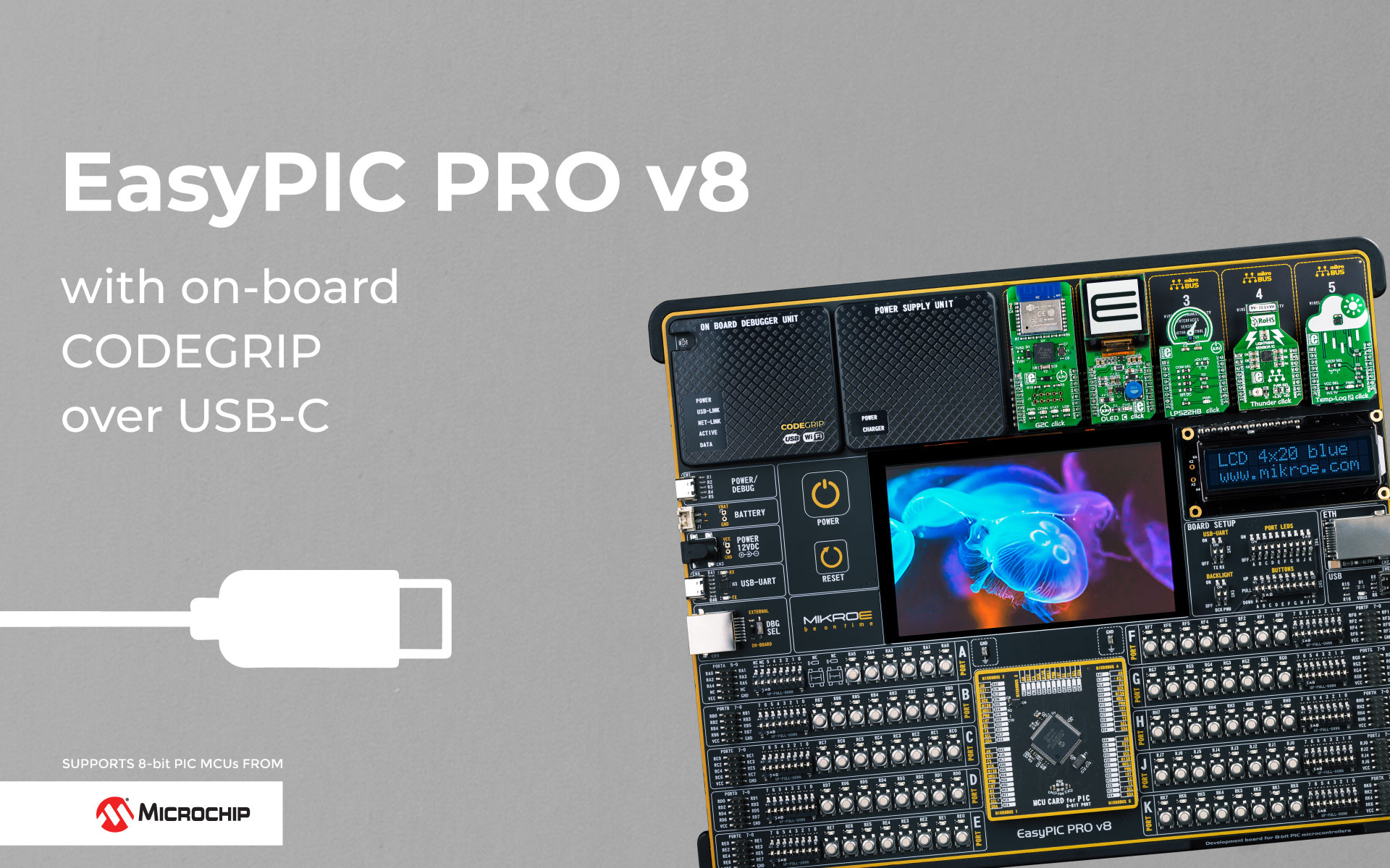 EasyPIC PRO v8 with on-board CODEGRIP over USB-C | Blog