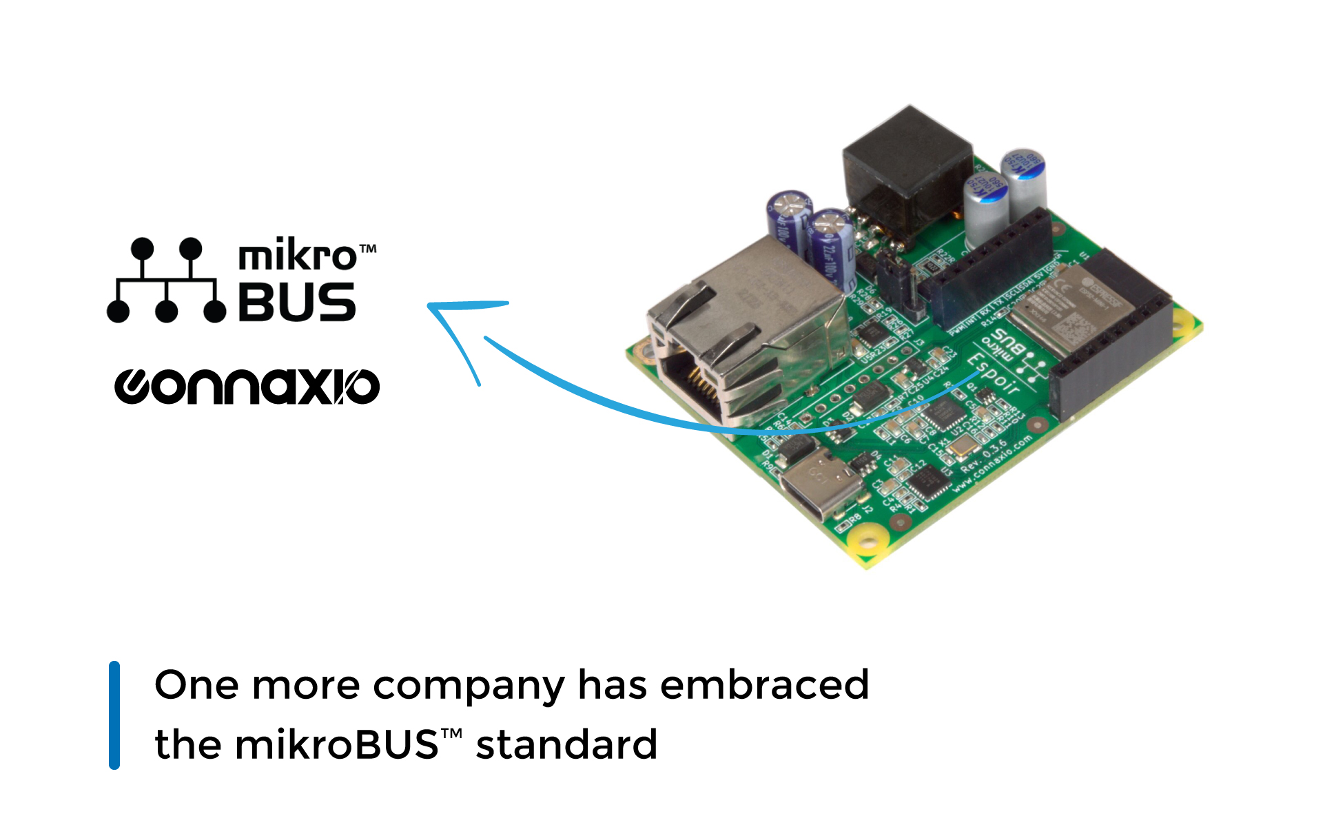 The first board from Connaxio with mikroBUS standard