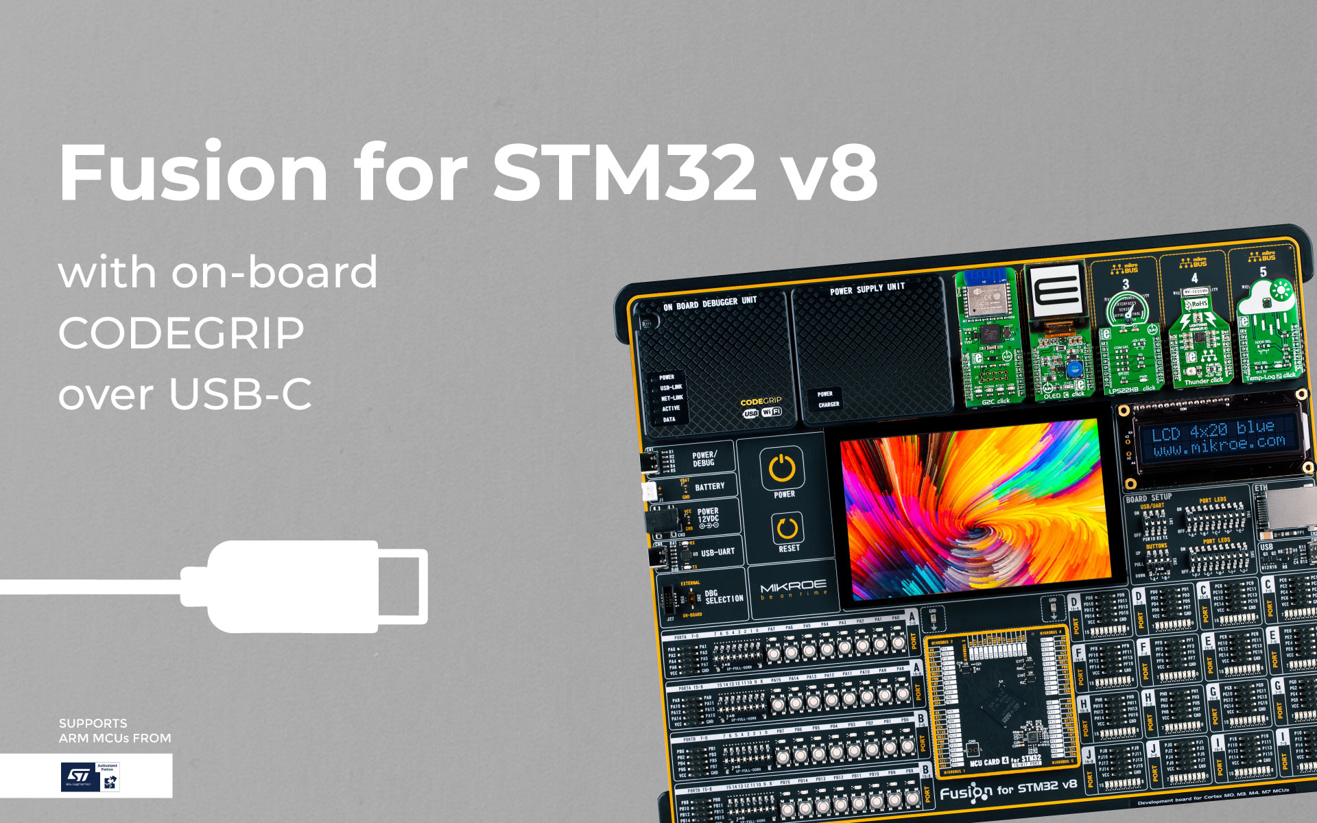 Fusion for STM32 with on-board CODEGRIP over USB-C