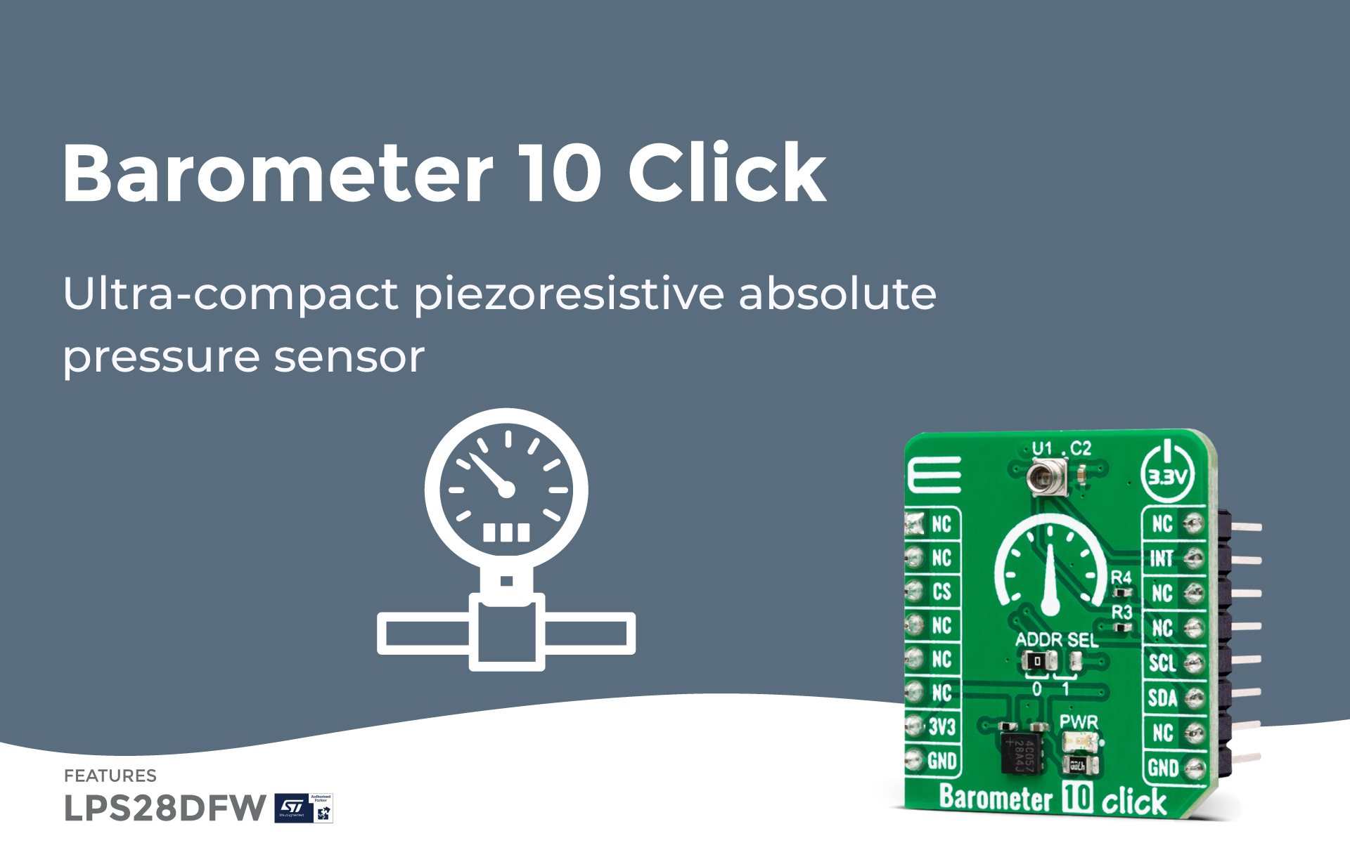 Barometer 10 Click: Precision Pressure & Altitude Sensing for Embedded Designs