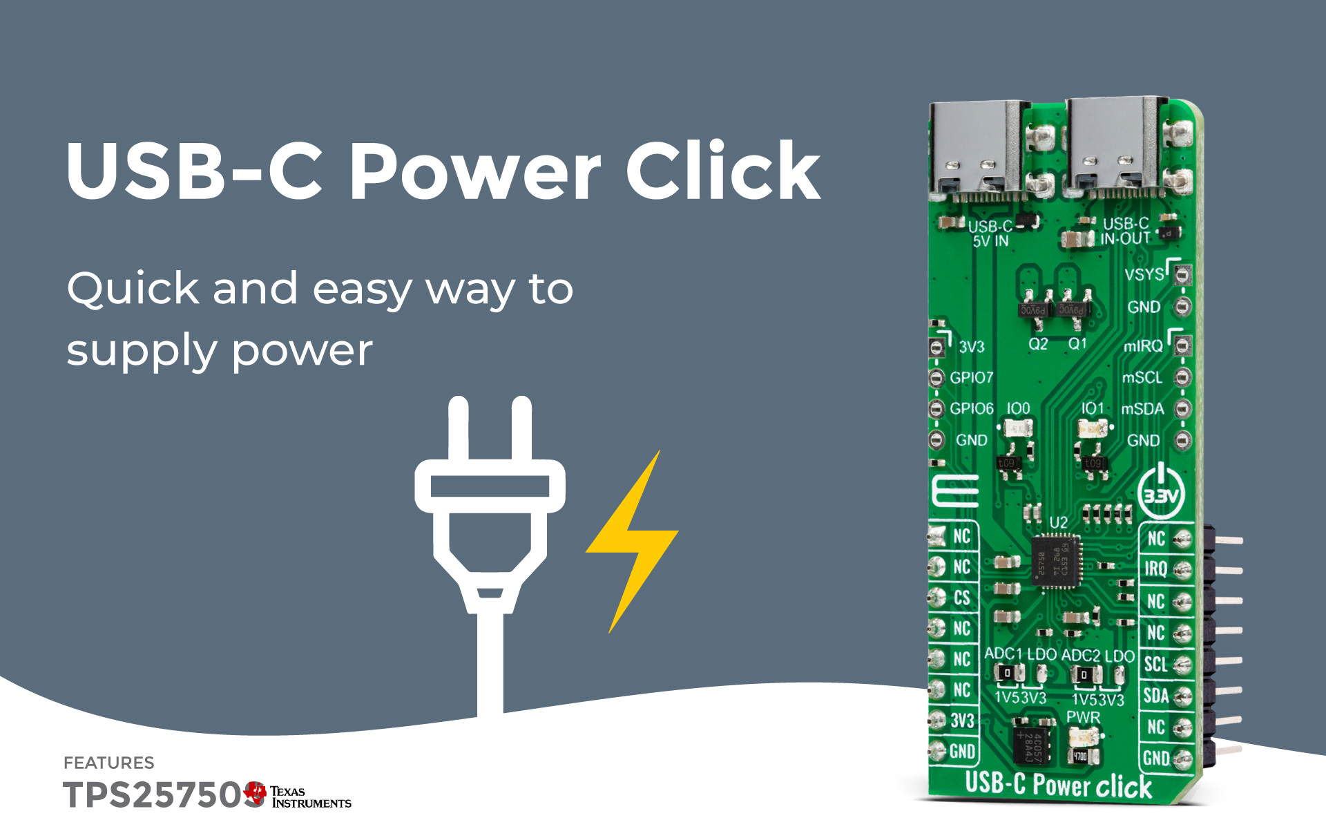 USB-C Power Click: Type-C Power Delivery for Embedded Platforms