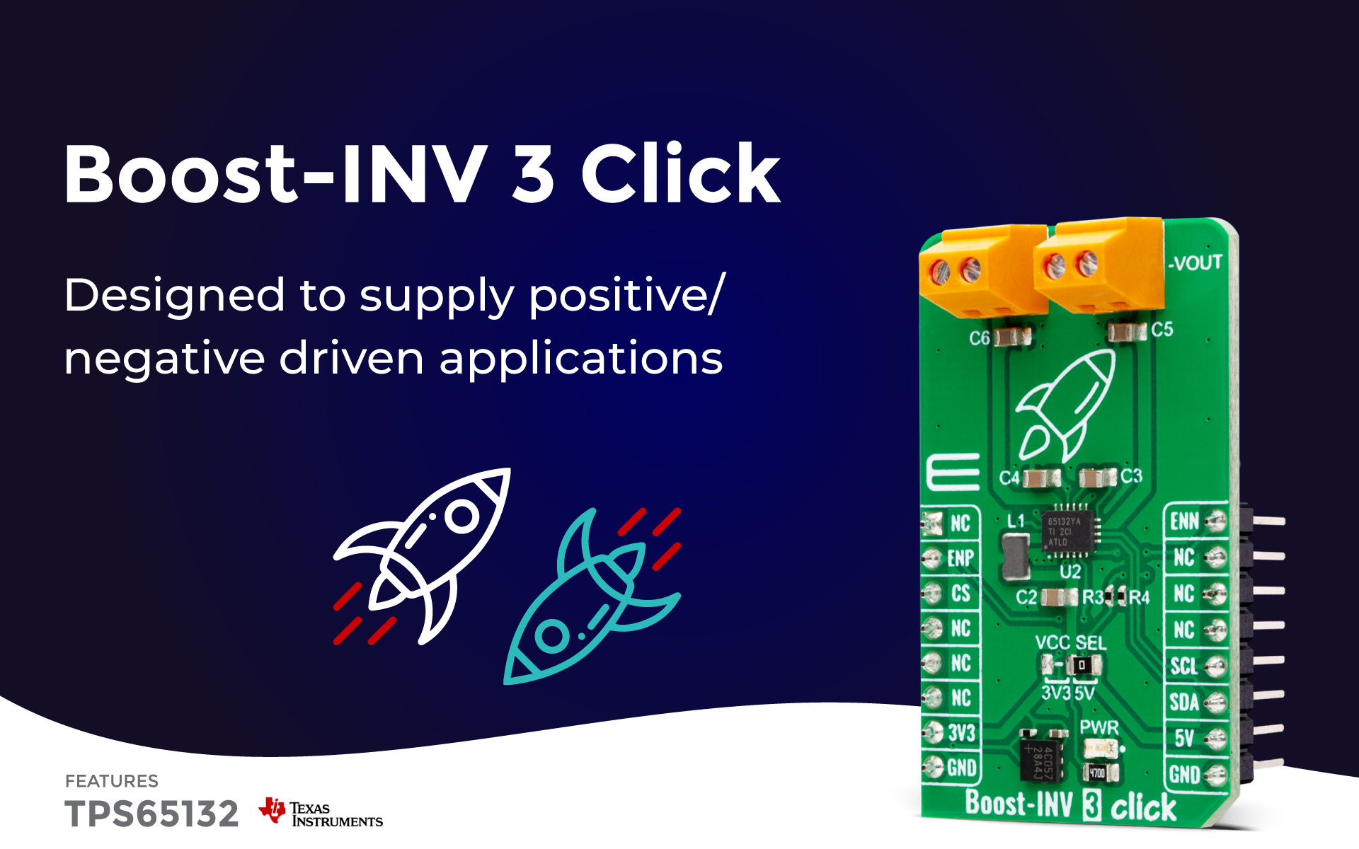 Boost-INV 3 Click based on a dual-output power supply IC - MIKROE