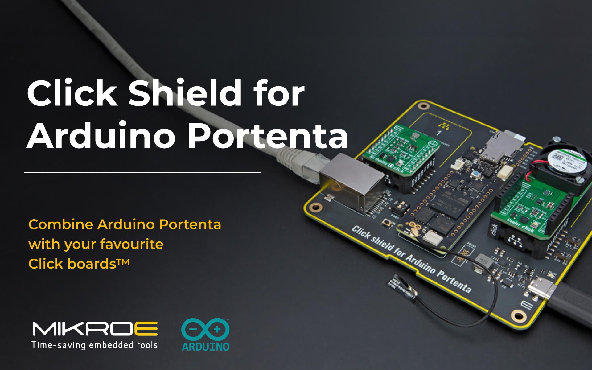 Click Shield for Arduino Portenta for high-performance prototyping