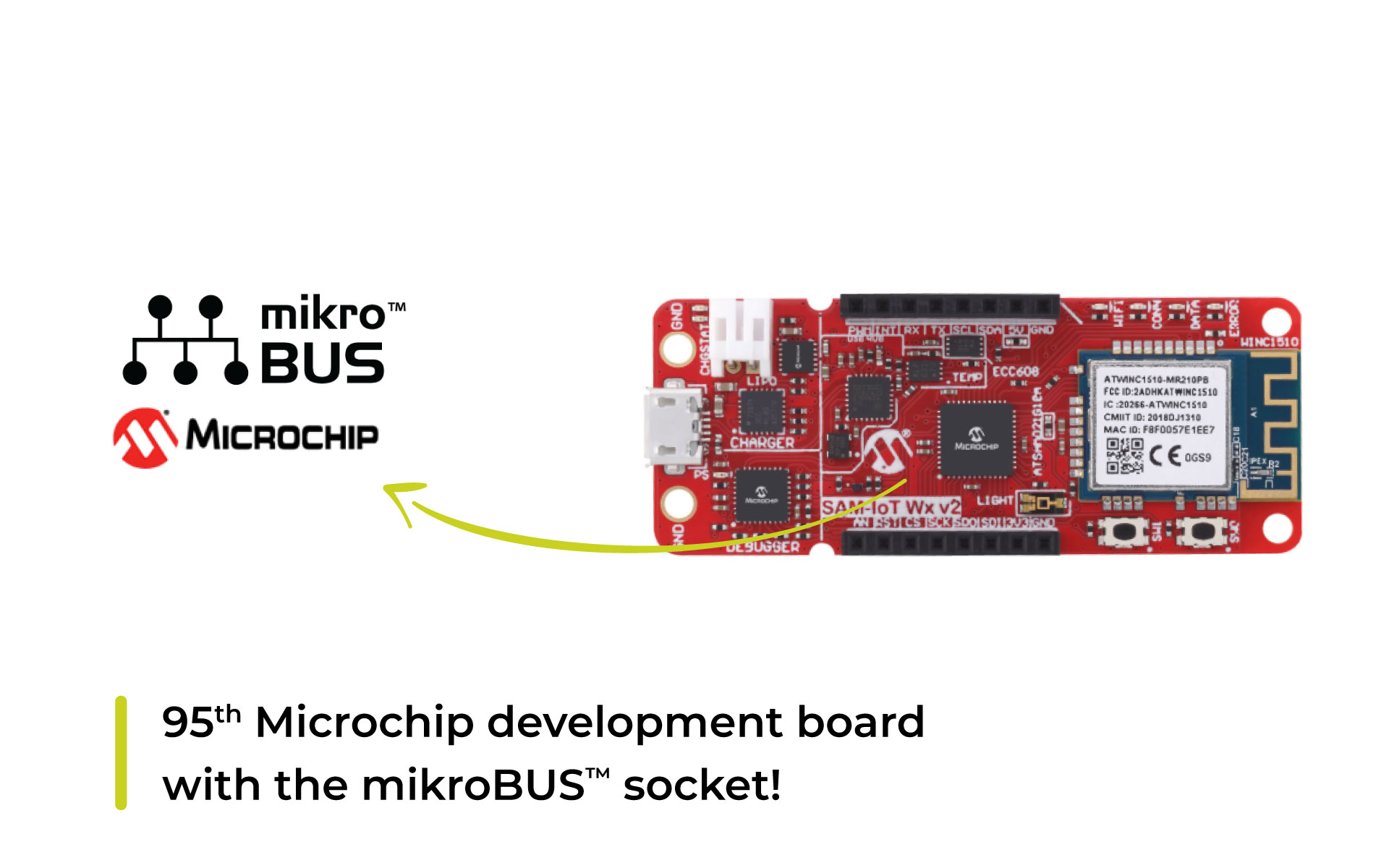 95th development board from Microchip that has adopted the mikroBUS