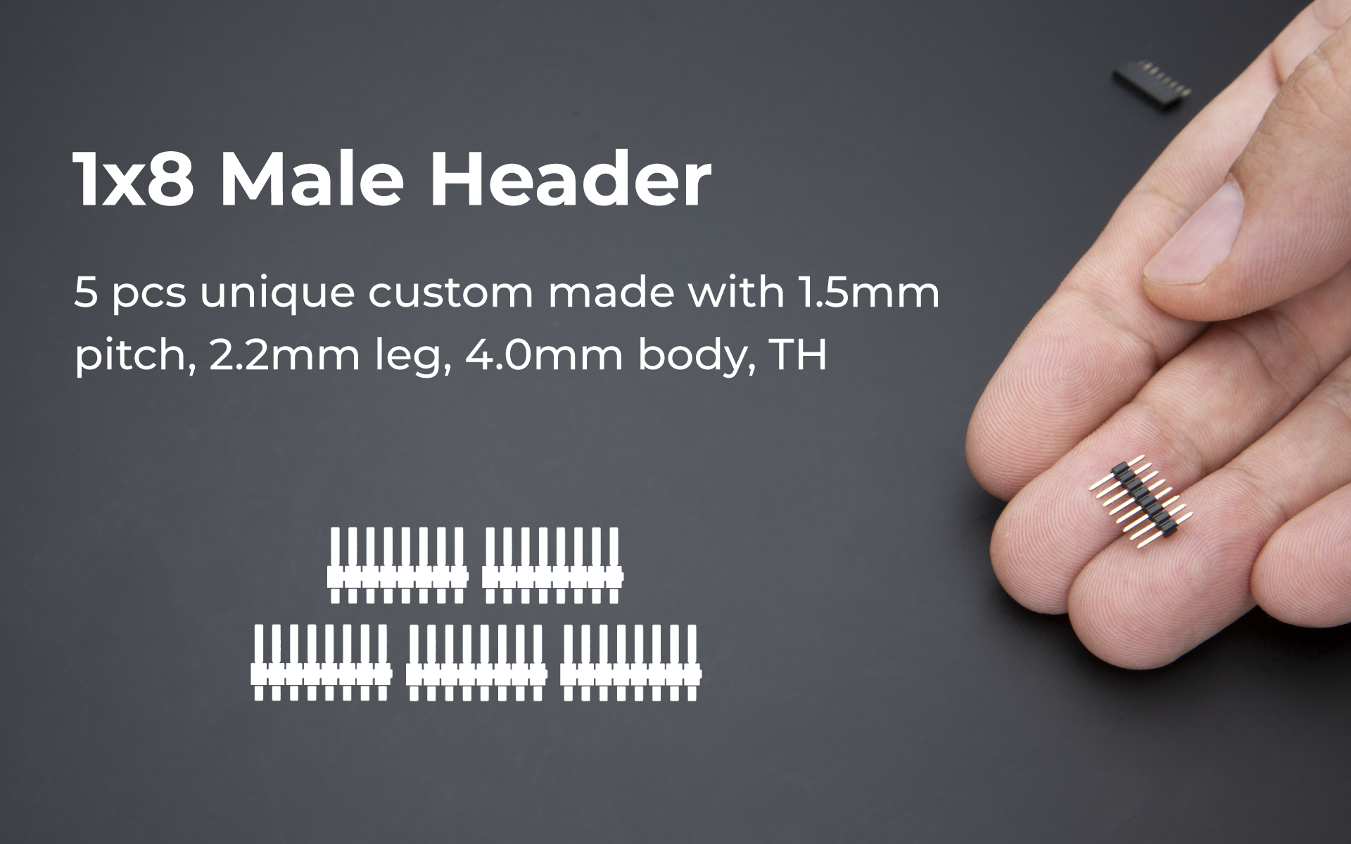 1x8 Male Pin Header TH ensuring reliable connections with unique 1.5mm ...