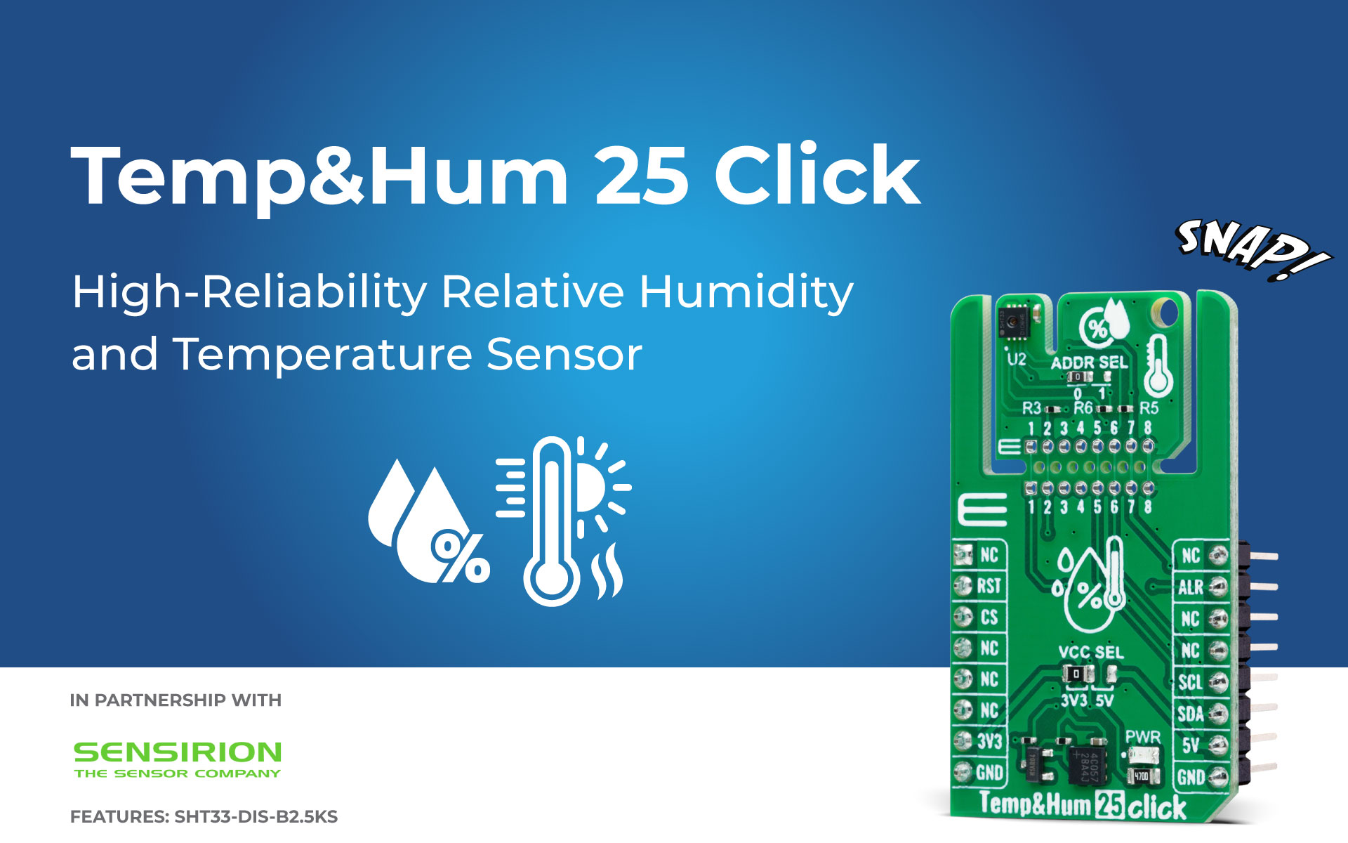 Temp&Hum 25 Click featuring a high-reliability relative humidity and ...