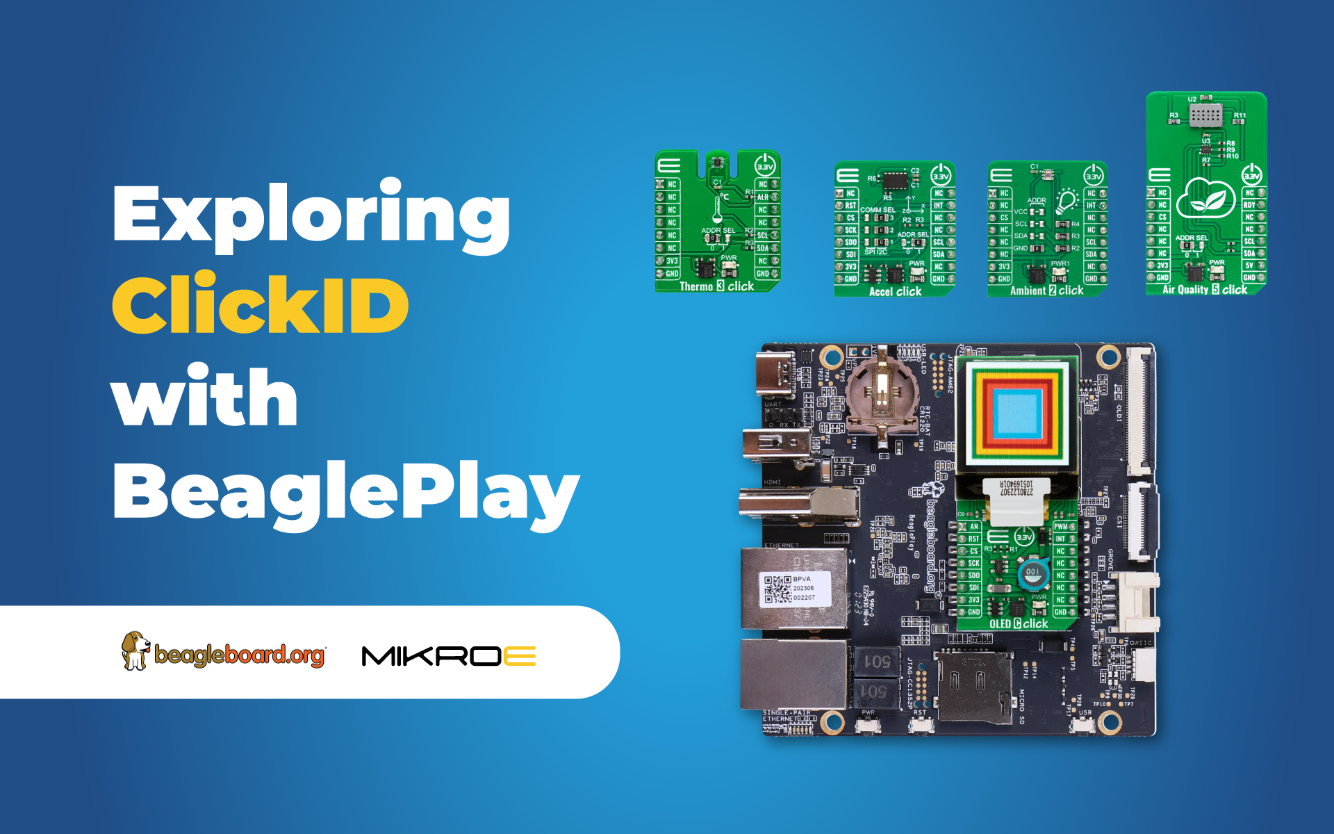 5 Click boards feat. ClickID - Quick Start with BeaglePlay