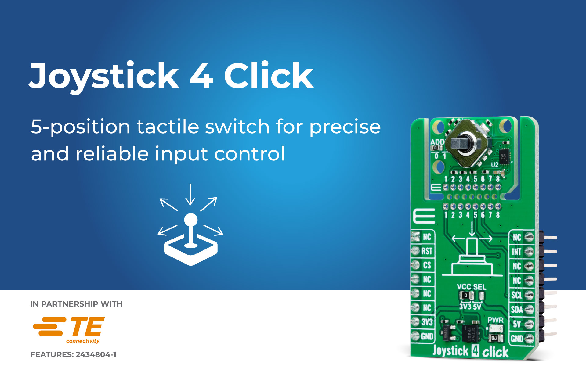 Joystick 4 Click Featuring 5-Position Tactile Switch for Precise Control