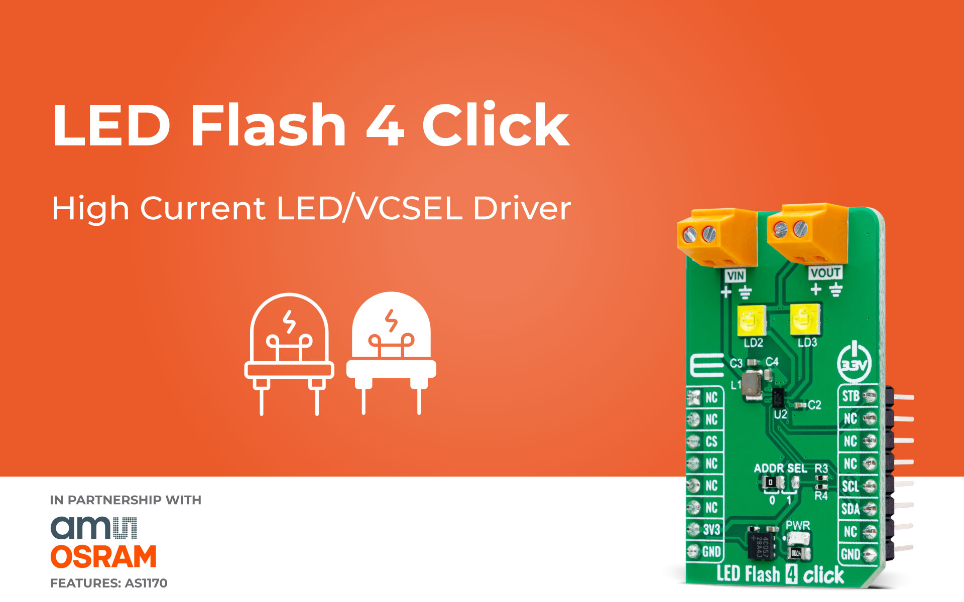 LED Flash 4 Click for high-performance LED flash and torch applications