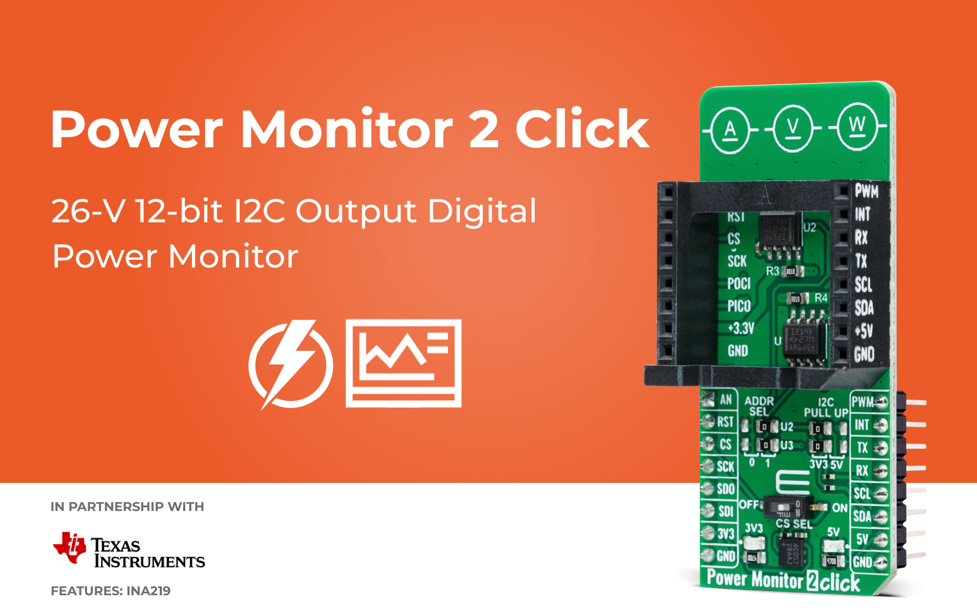Power Monitor 2 Click featuring dual 12-bit power monitors for ...