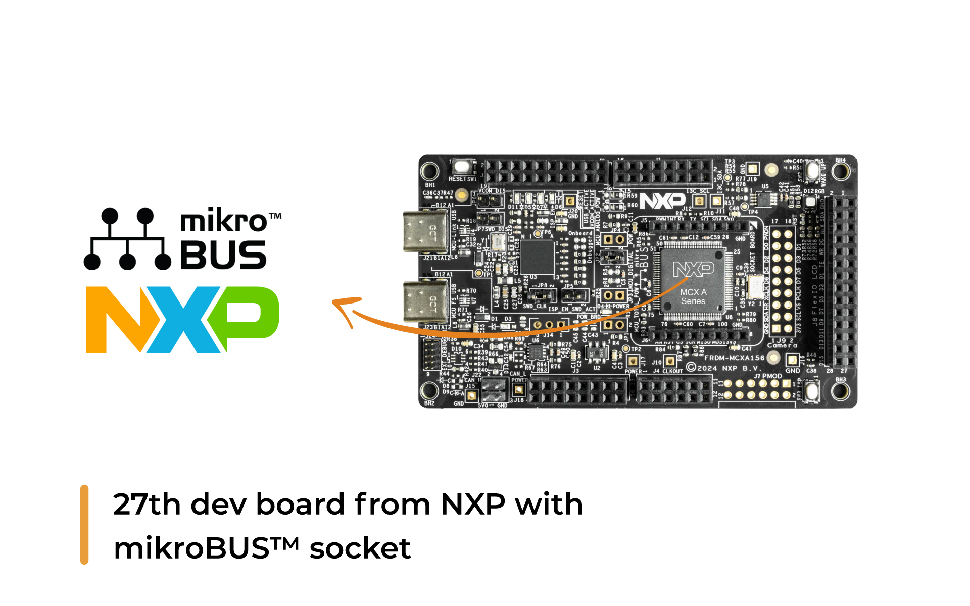 FRDM-MCXA156 dev board from NXP features the mikroBUS™ socket - MIKROE