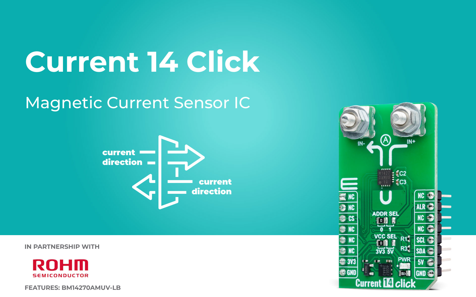 Current 14 Click based on a magnetic current sensor IC