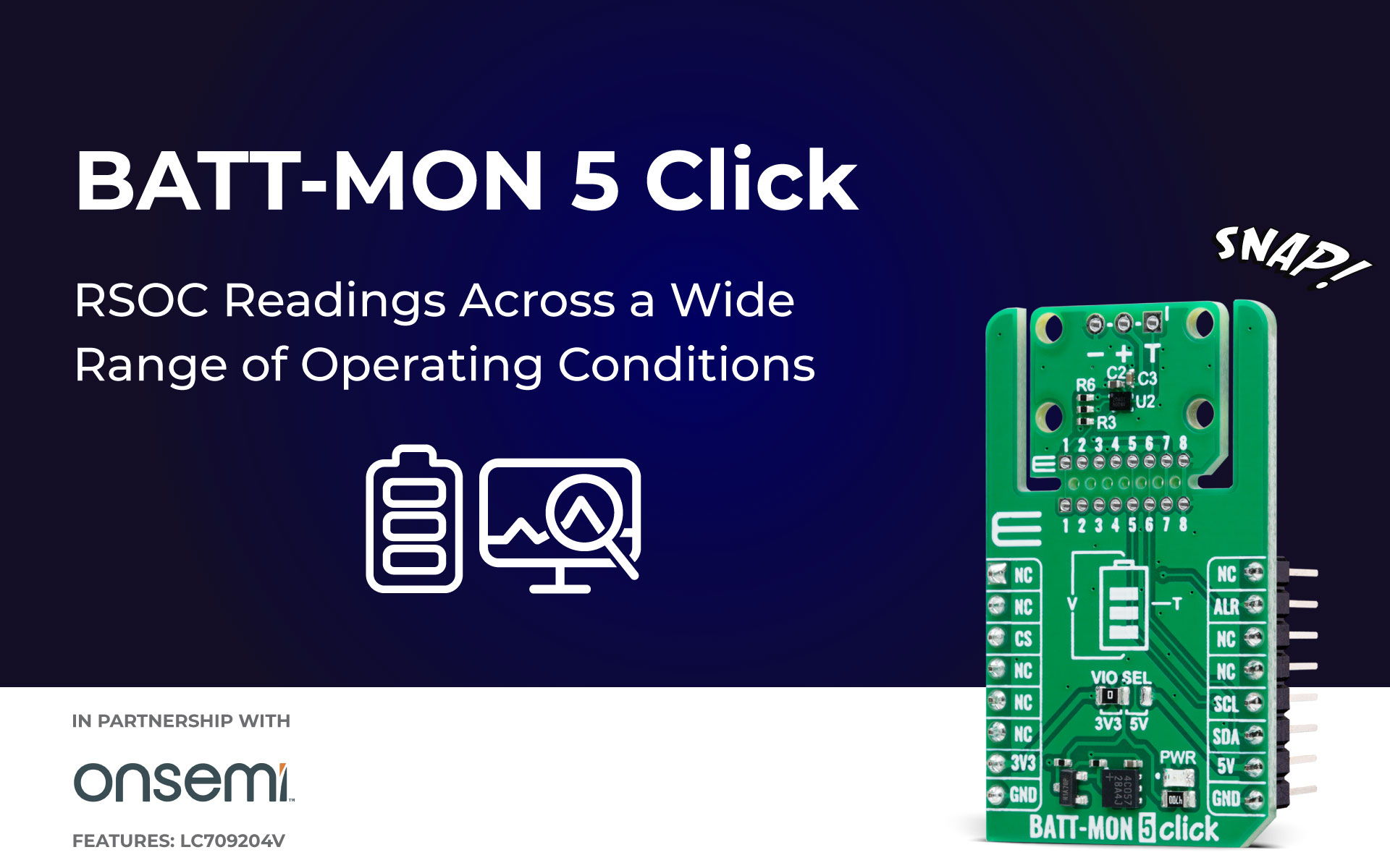 BATT-MON 5 Click designed for precise fuel gauging of 1-cell Lithium ...