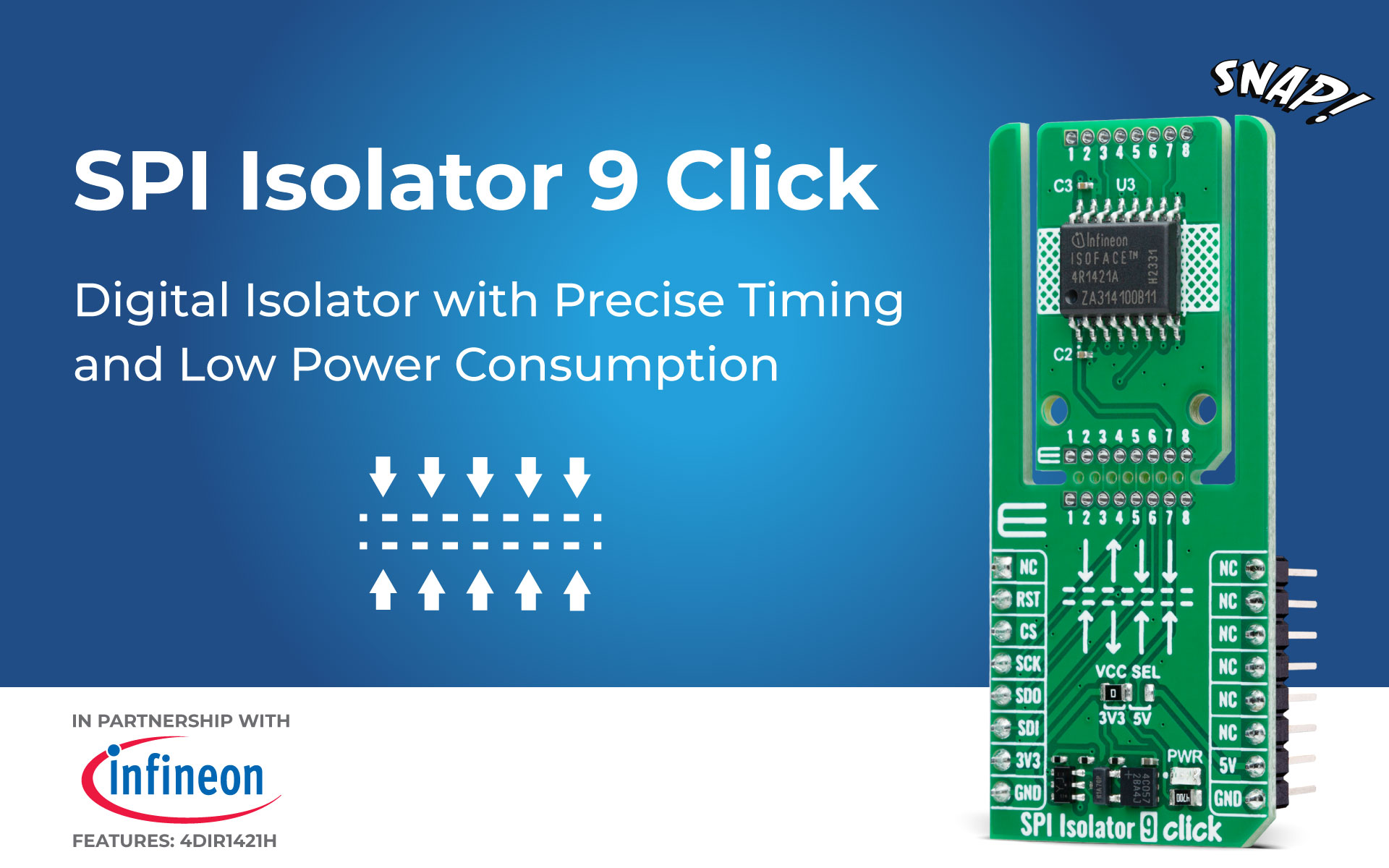 SPI Isolator 9 Click for reliable SPI communication across isolated domains