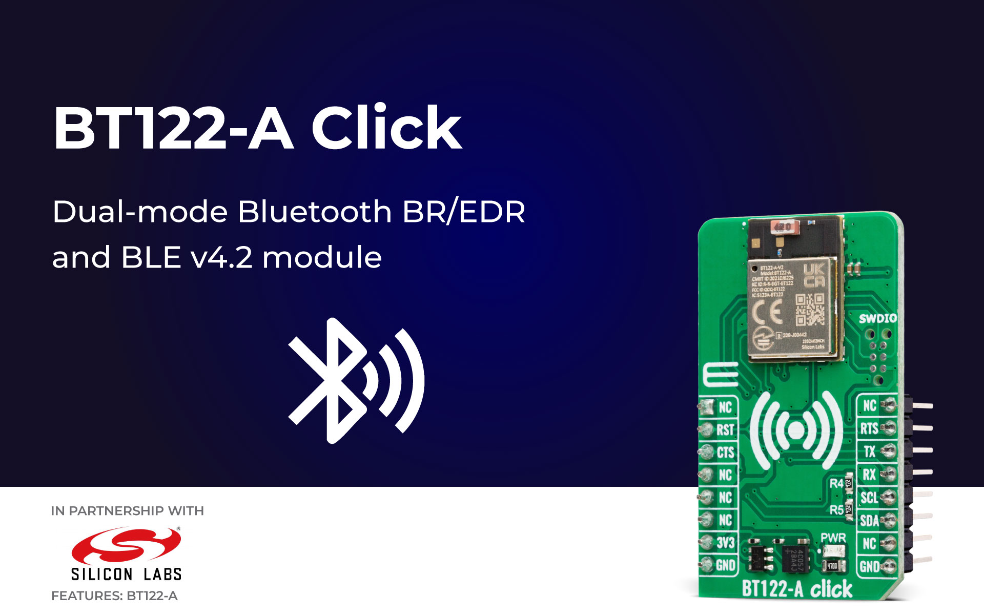 BT122-A Click for both Bluetooth Classic and Bluetooth Low Energy (BLE ...