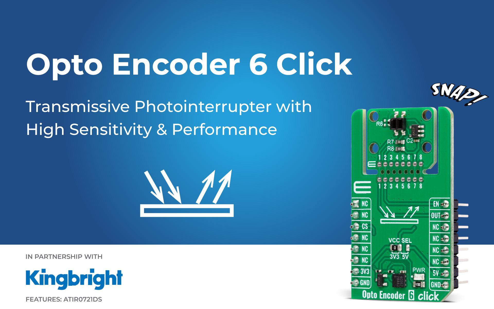Opto Encoder 6 Click with a transmissive photointerrupter for precise ...