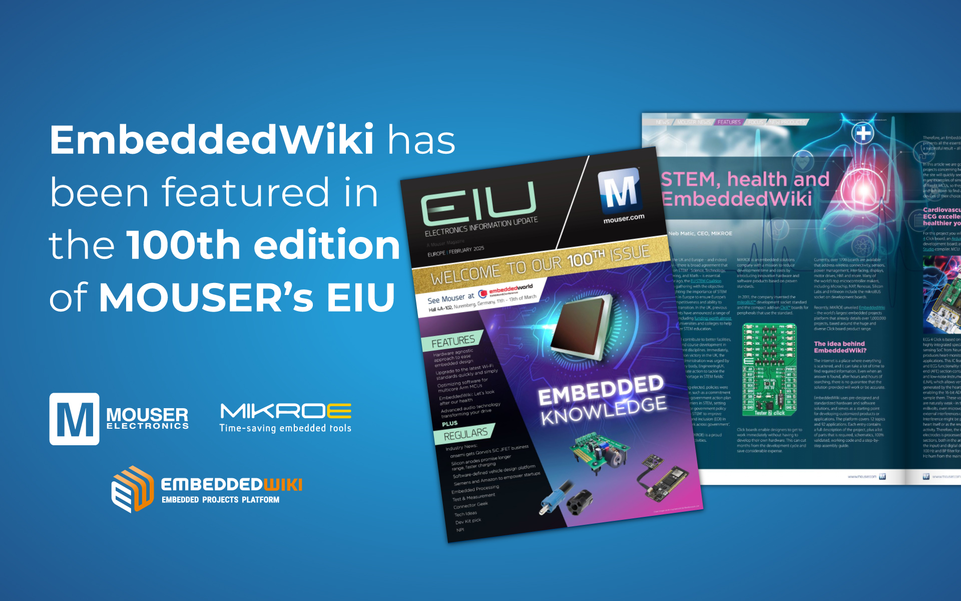 EmbeddedWiki is featured in Mouser's newest EIU issue - MIKROE