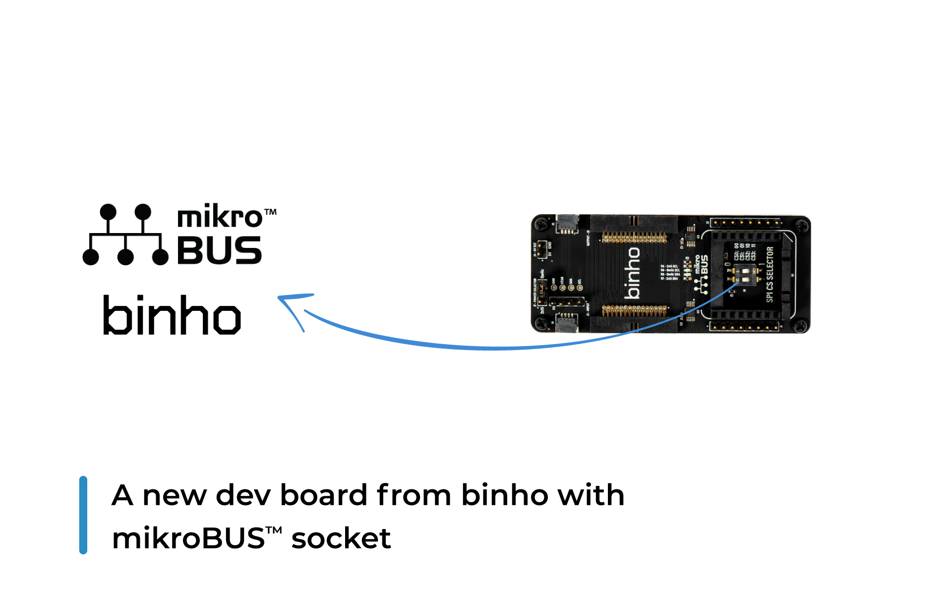 I3C Target Adapter board from binho features the mikroBUS socket