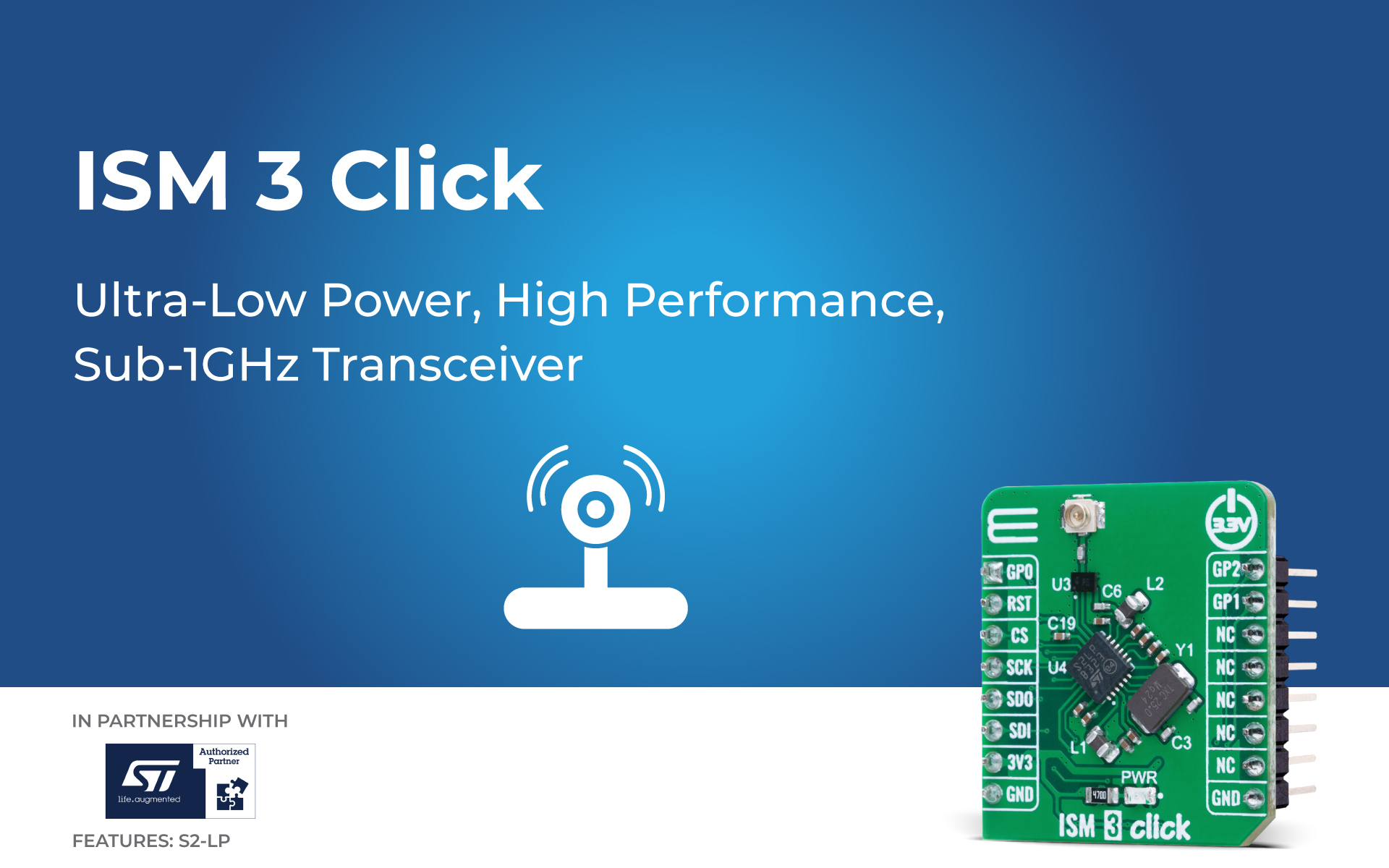 ISM 3 Click for ultra-low power wireless communication in the sub-1 GHz ISM and SRD bands