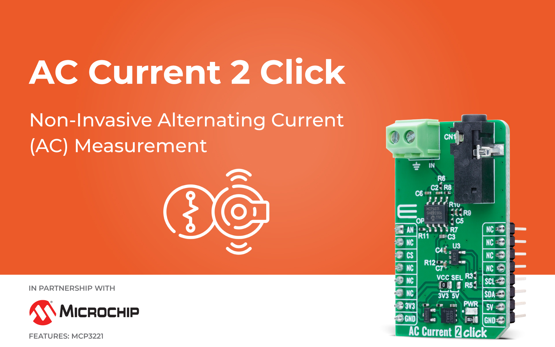 AC Current 2 Click for safe, non-invasive AC current measurement with versatile output options