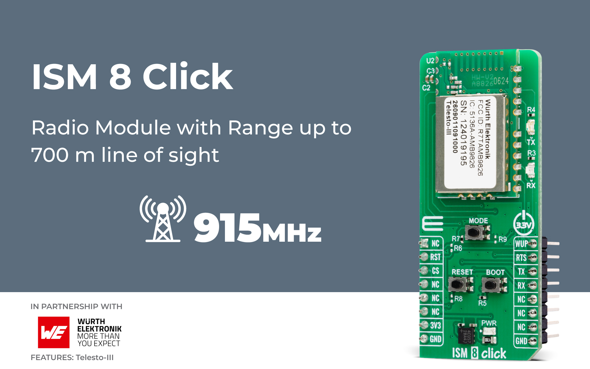 ISM 8 Click designed for short-range wireless communication in 915MHz ...