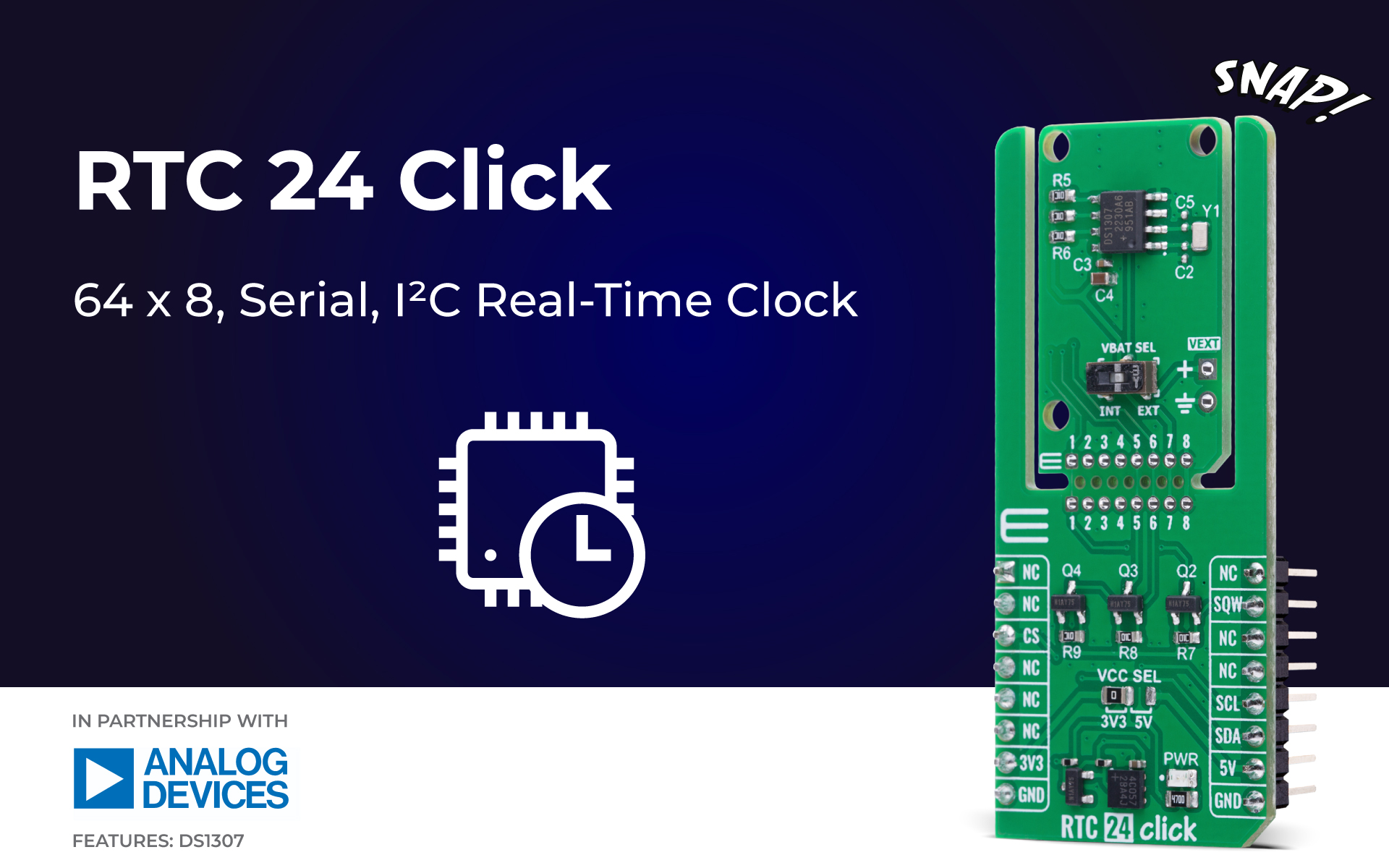 RTC 24 Click designed for dependable and continuous real-time tracking