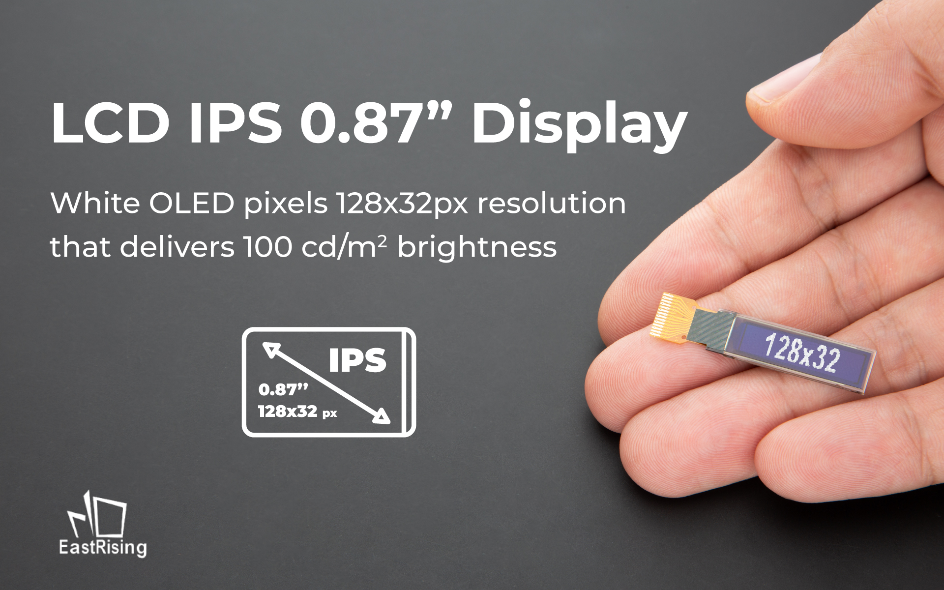 LCD IPS 0.87” White Display featuring a resolution of 128x32 individual ...