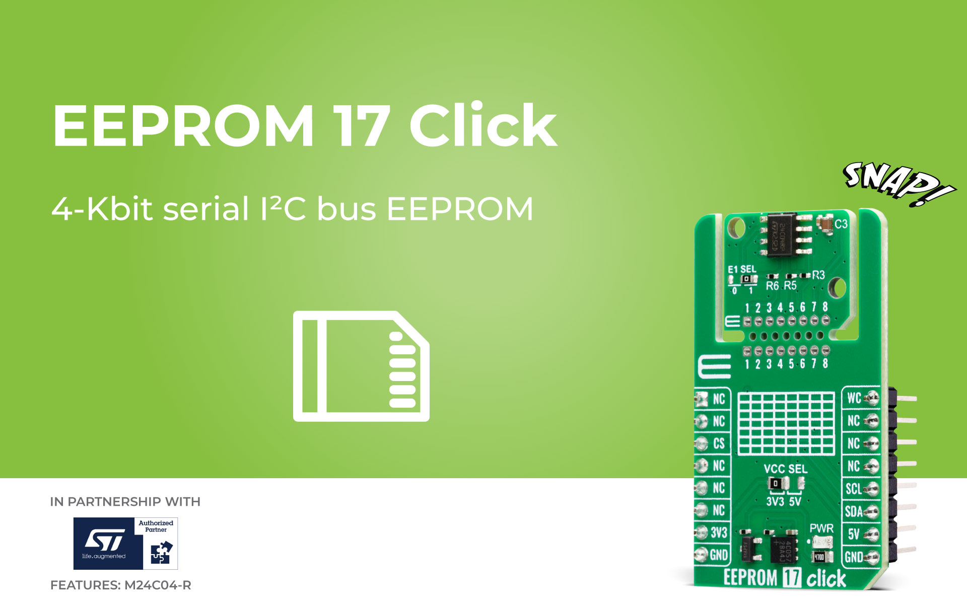 EEPROM 17 Click for reliable non-volatile data storage