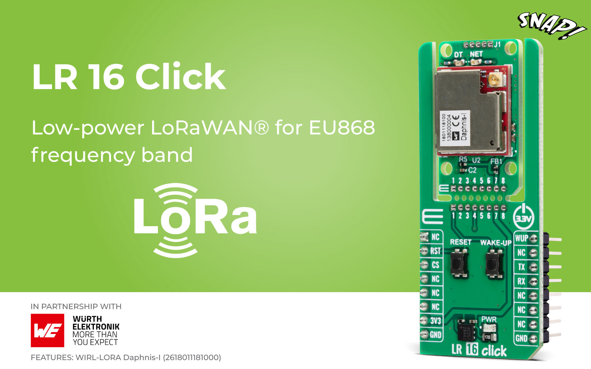 LR 16 Click designed for low-power, long-range wireless connectivity for IoT and industrial ...