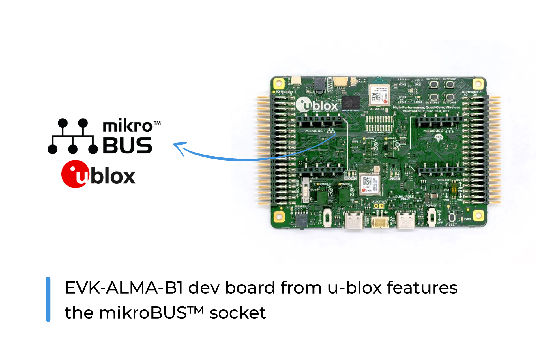 The 5th u-blox dev board with mikroBUS socket
