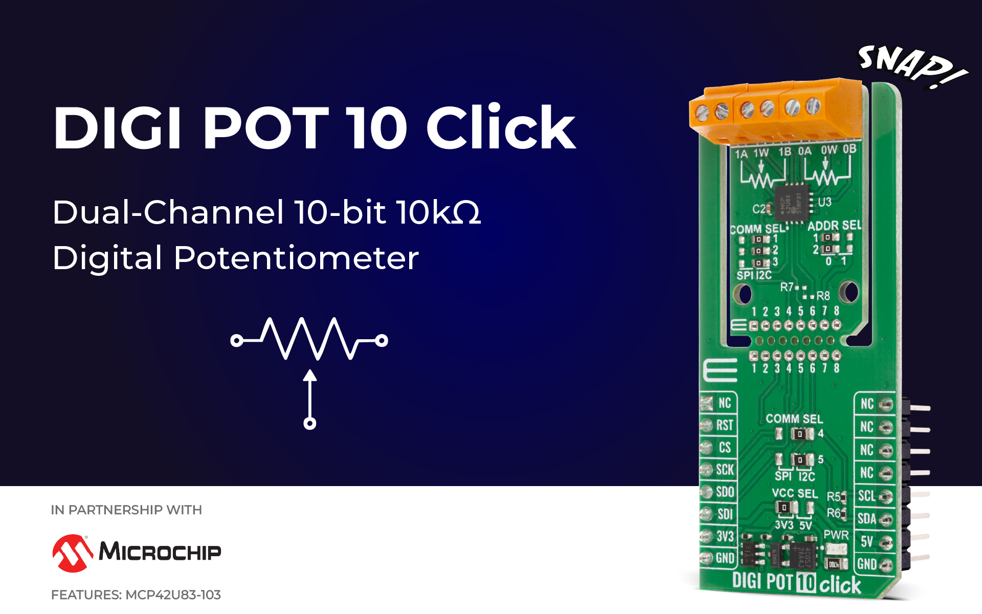 DIGI POT 10 Click provides programmable resistance control through a ...