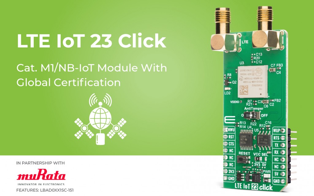 LTE IoT 23 Click designed for globally certified Cat. M1/NB-IoT low ...