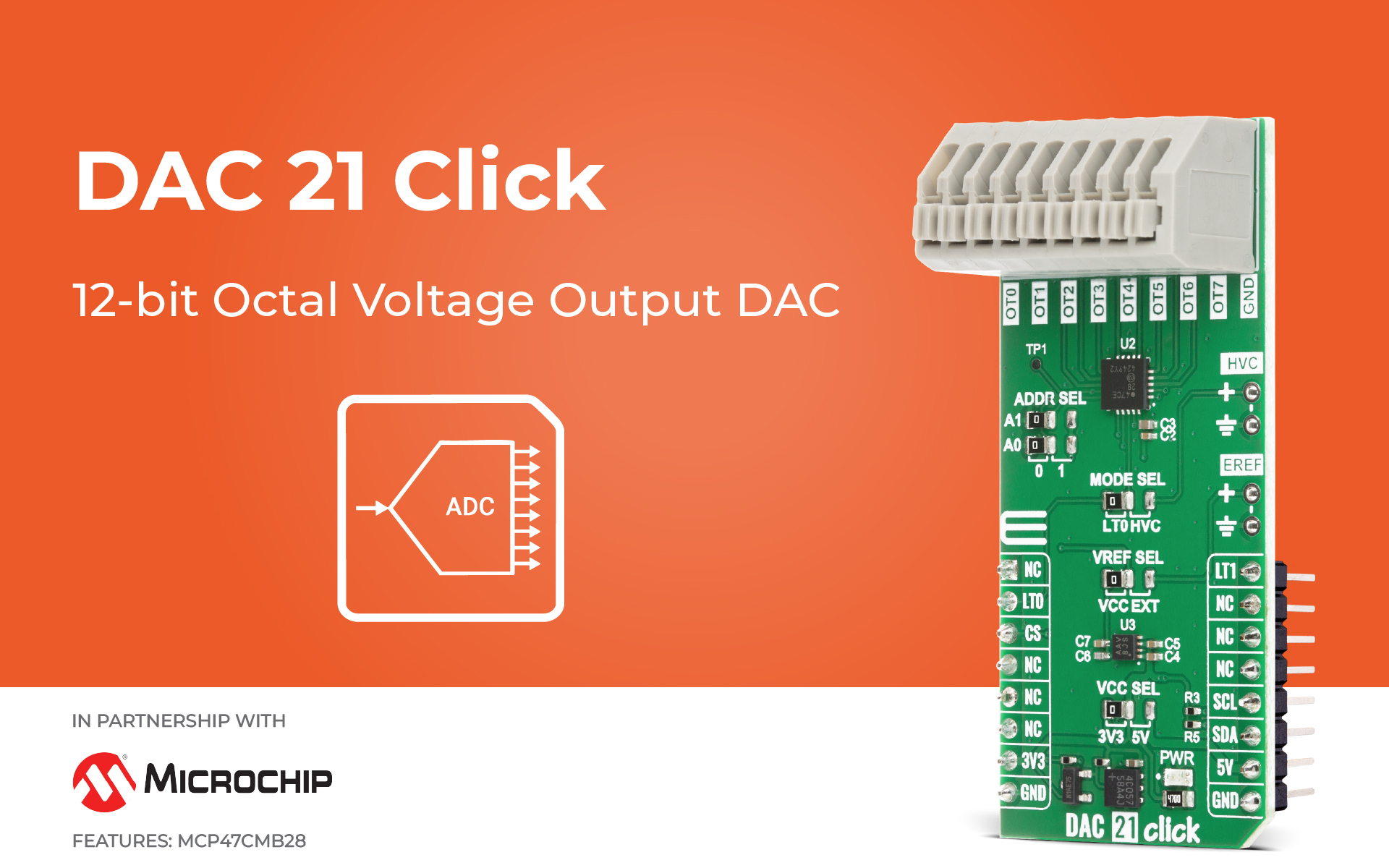 DAC 21 Click designed as octal voltage output DAC with MTP memory for ...