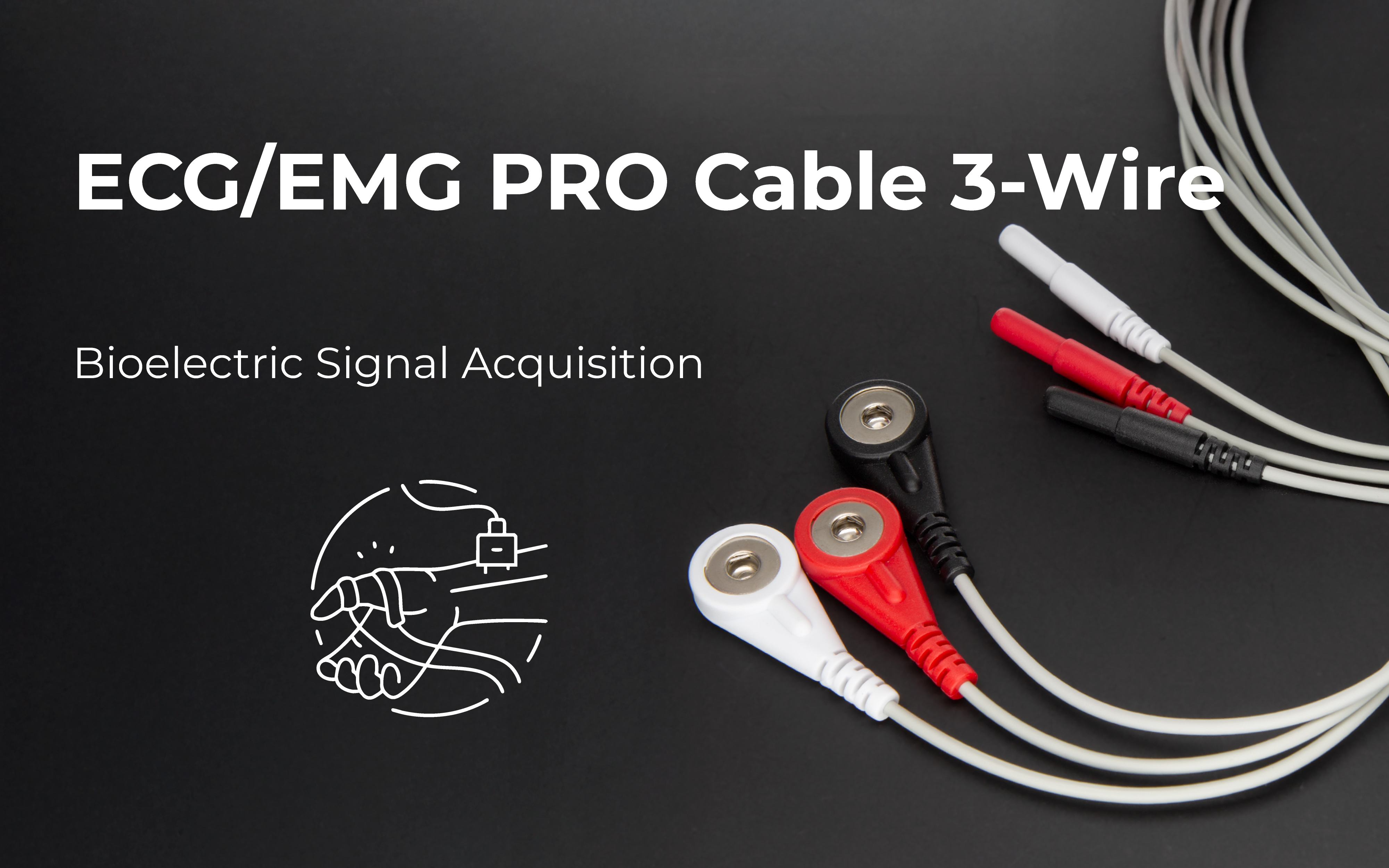 ECG/EMG PRO Cable 3-wire for acquisition of electrocardiography (ECG ...